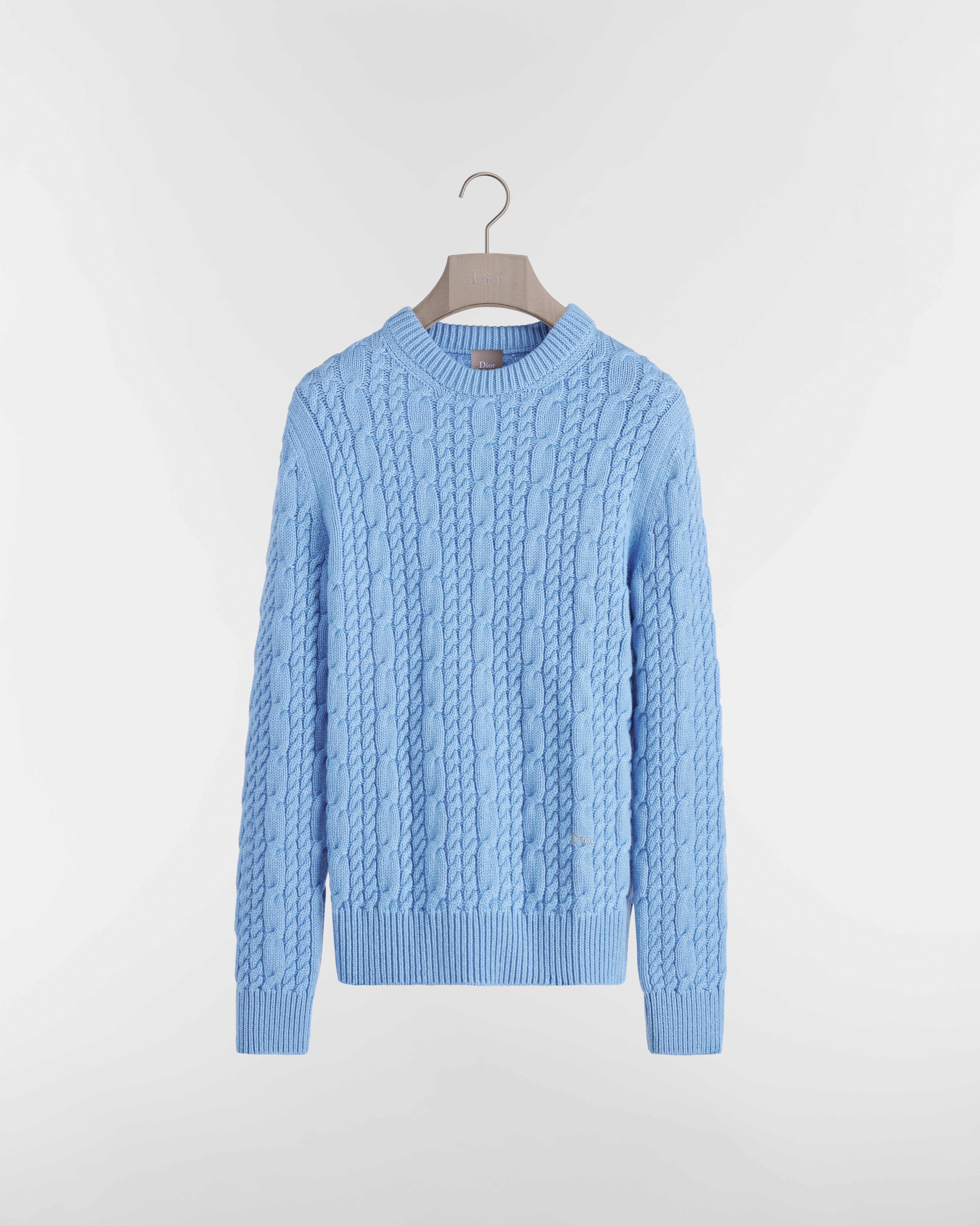Cable-Knit Sweater, Fitted Silhouette Blue Cashmere Knit | DIOR