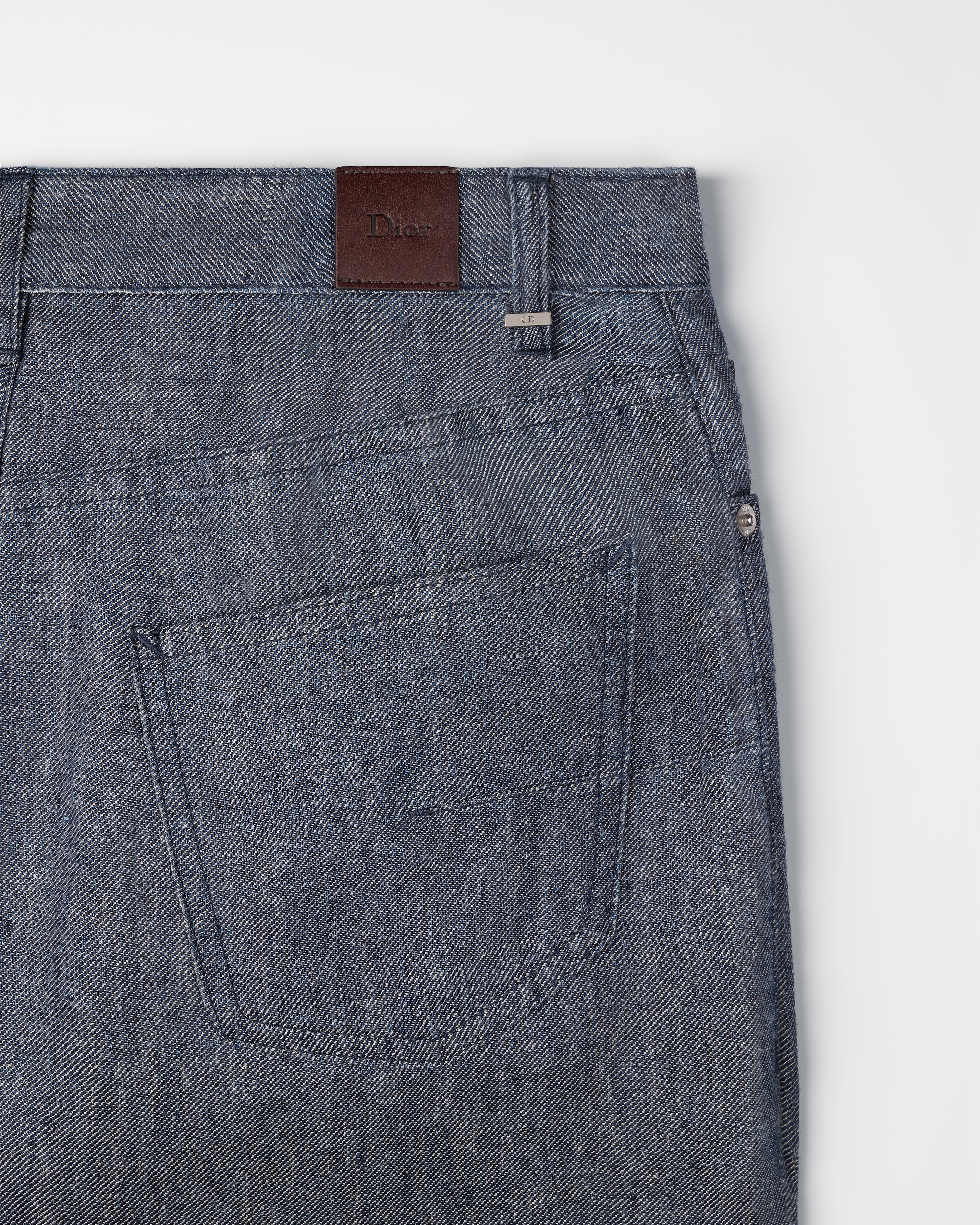 Jean regular long Sergé de lin bleu | DIOR
