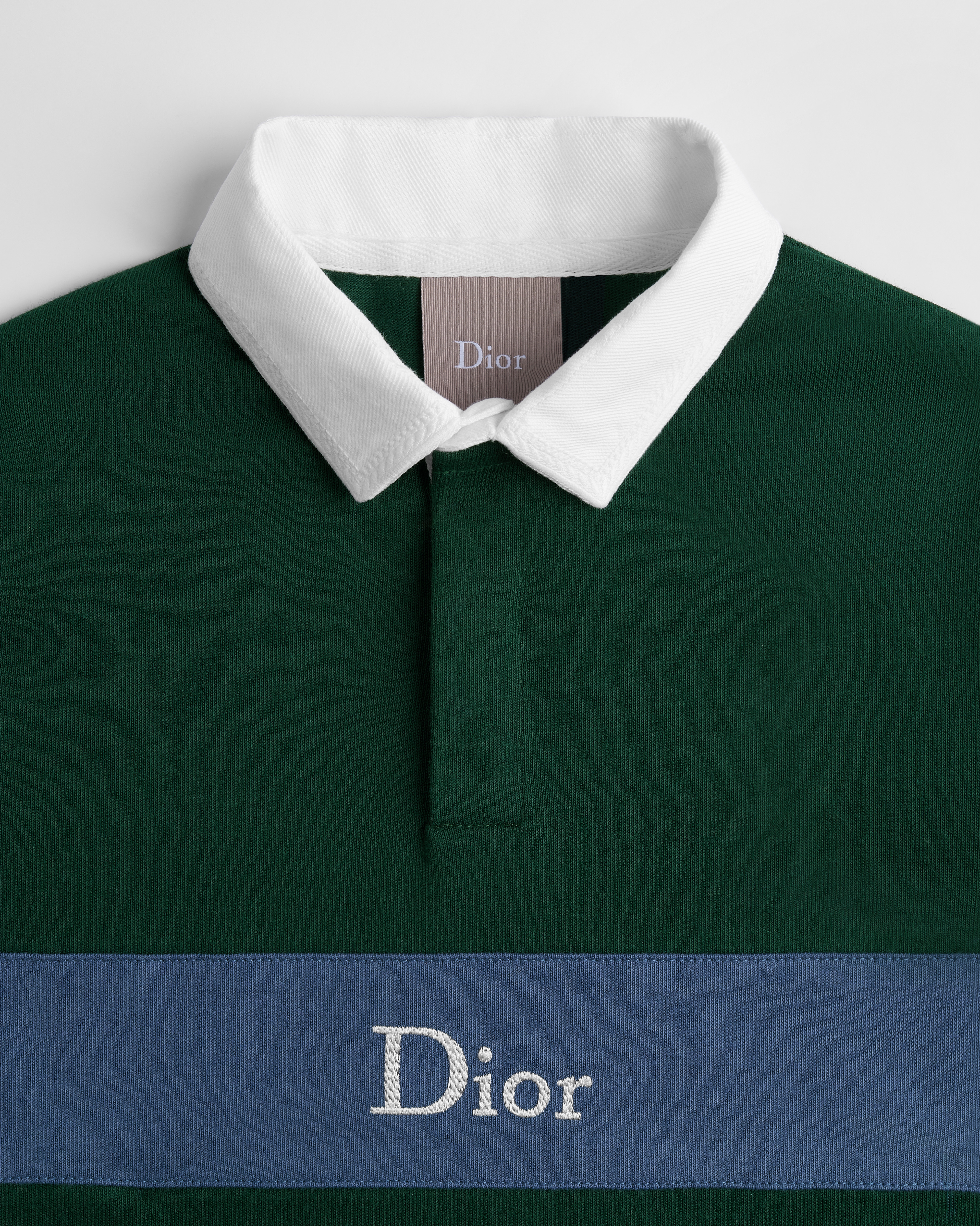Kids' Long-Sleeved Polo Shirt Green and Blue Cotton Jersey | DIOR