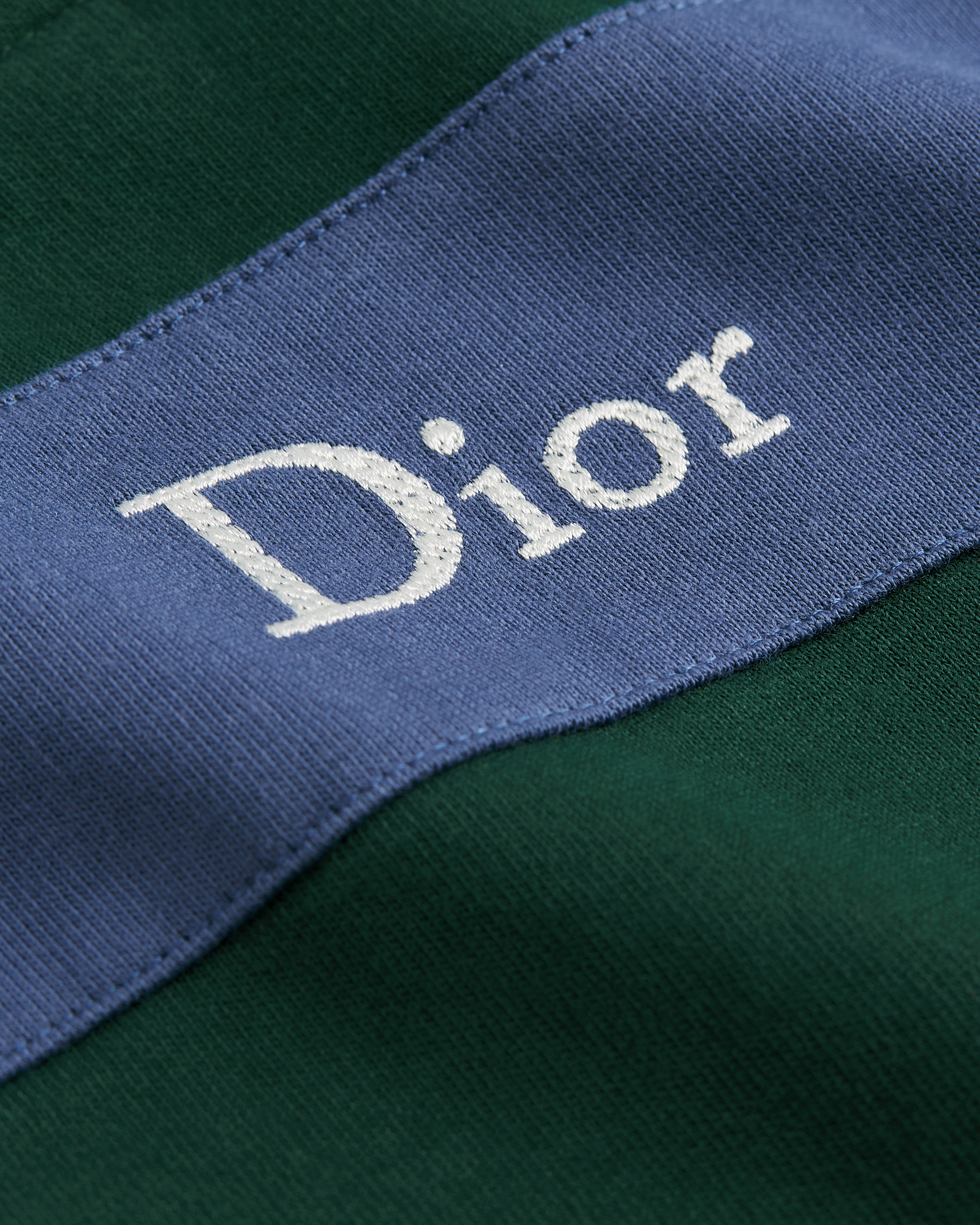 Kids' Long-Sleeved Polo Shirt Green and Blue Cotton Jersey | DIOR