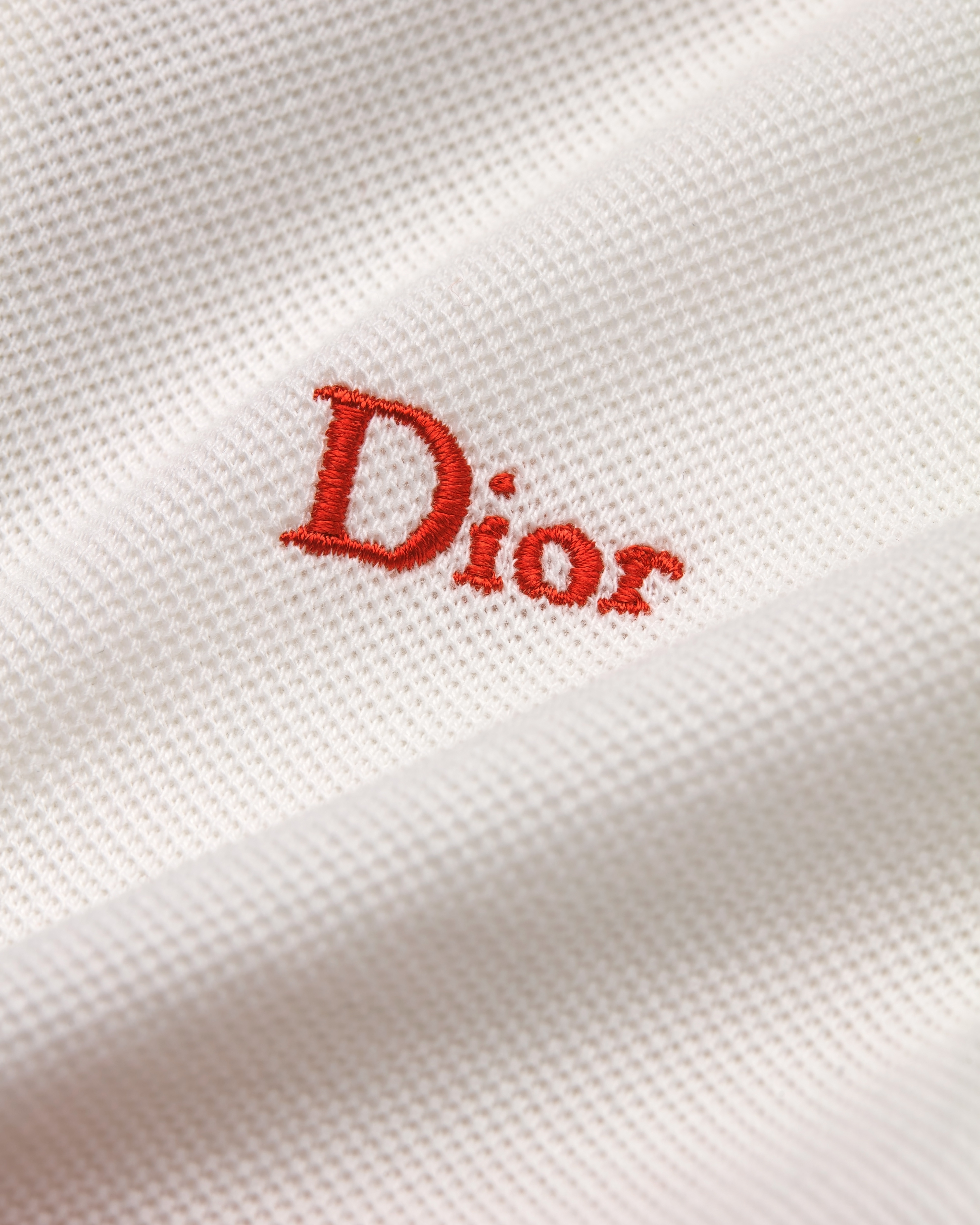 Baby Polo Shirt Ivory Cotton Piqué with Red Stripes | DIOR