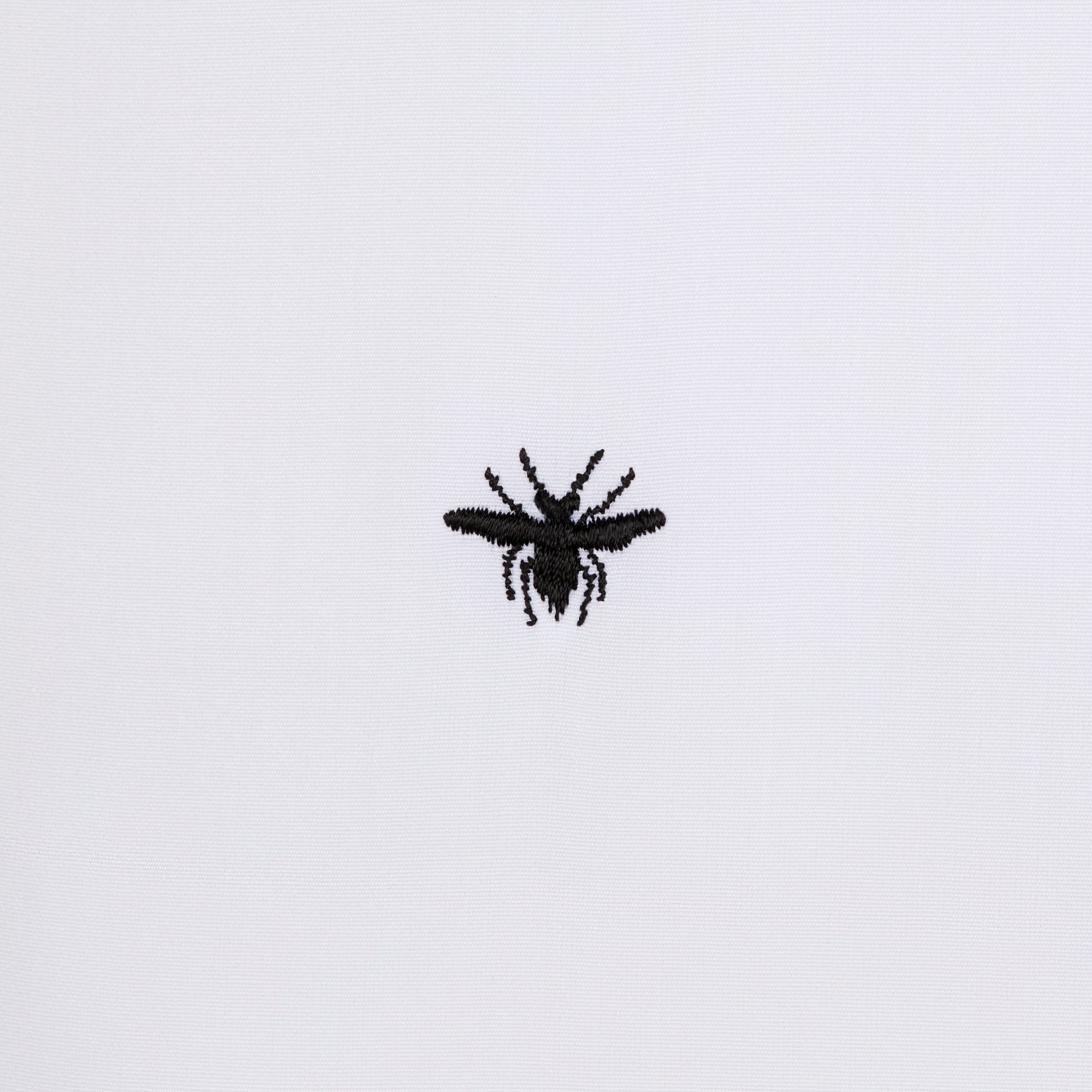 Short-Sleeved Shirt with Black Bee Embroidery White Cotton Poplin | DIOR