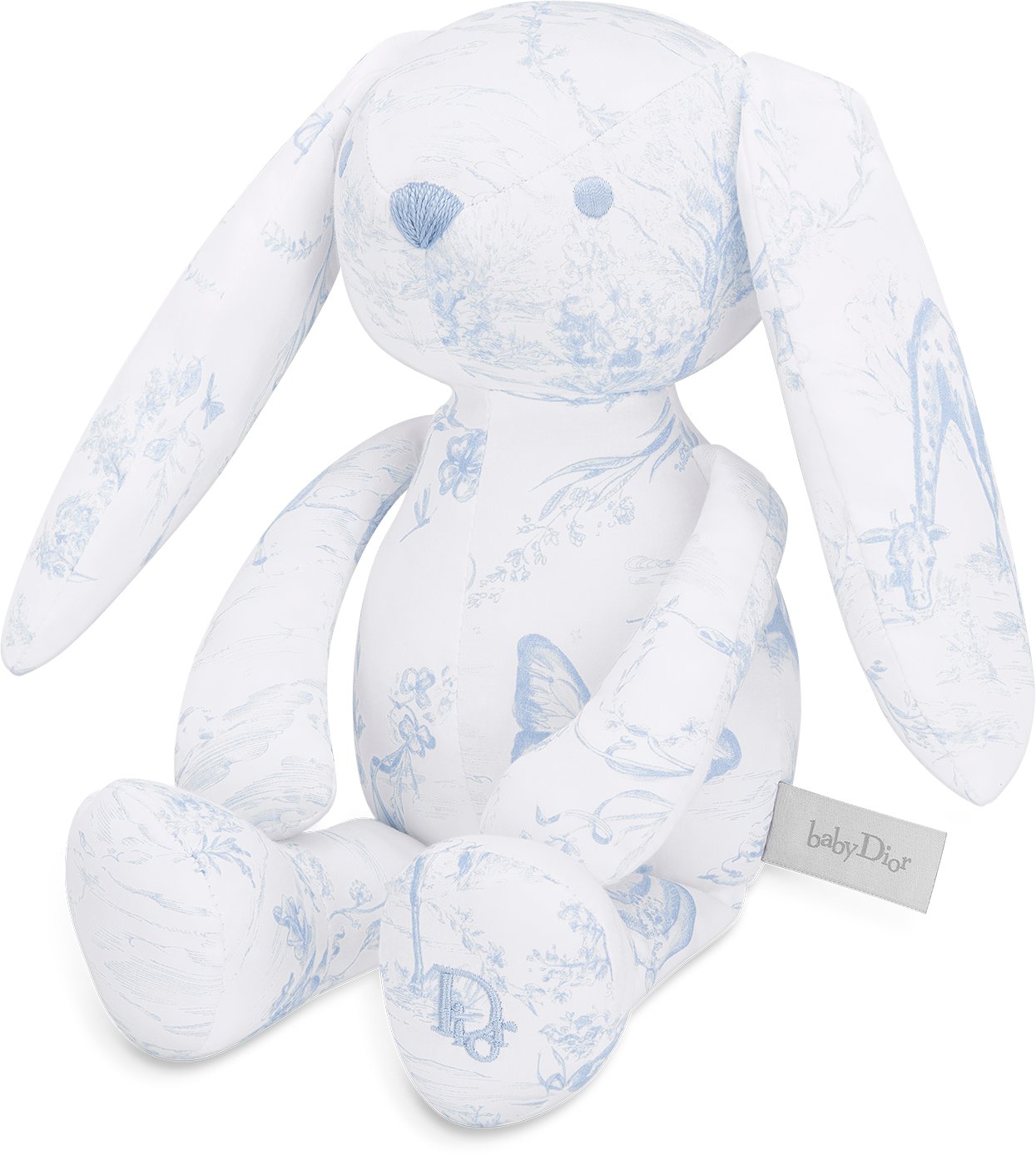 Conejo de peluche Satén de algodón blanco con estampado Toile de Jouy ...