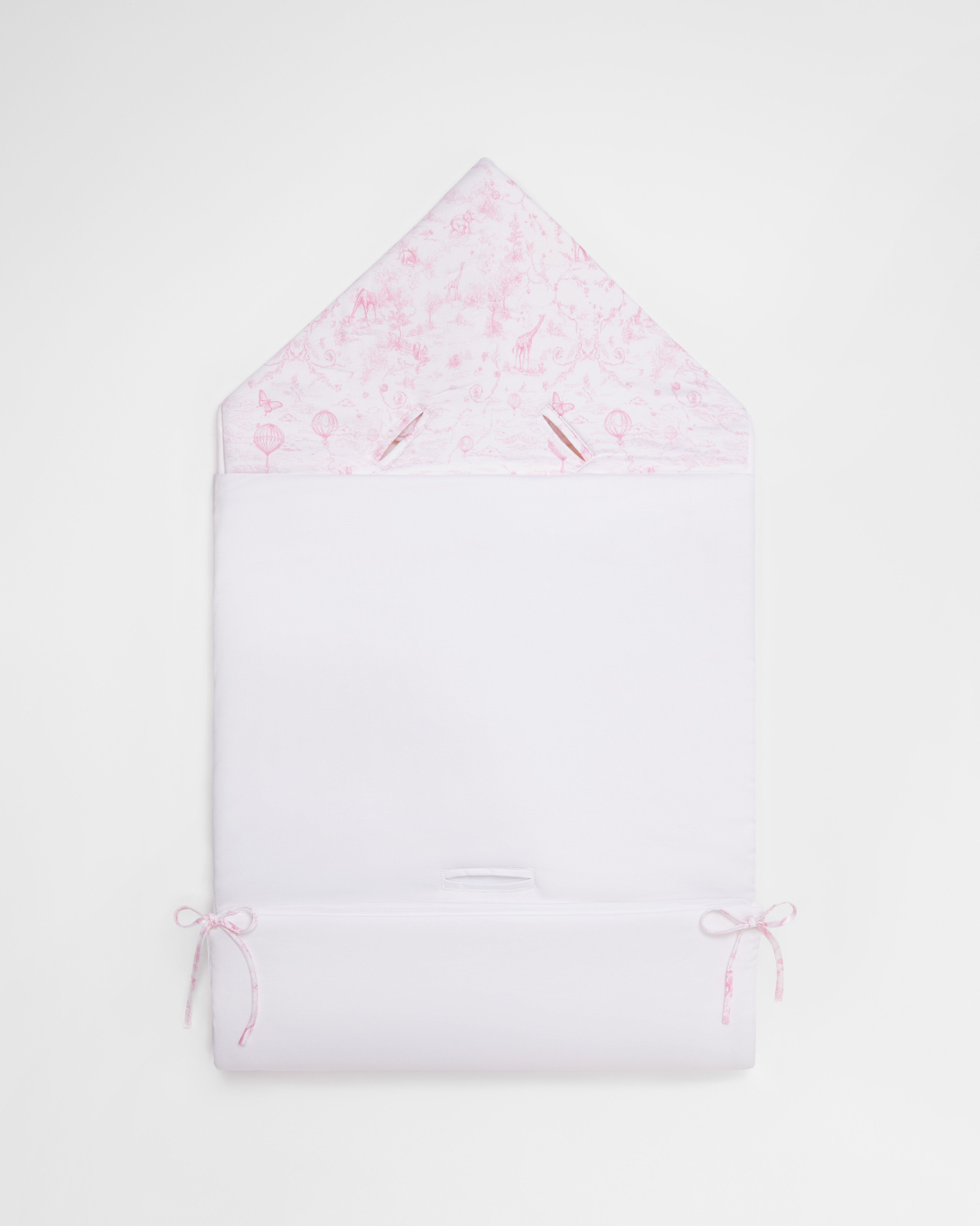 Nido d’angelo Voile di cotone bianco con stampa Toile de Jouy rosa ...