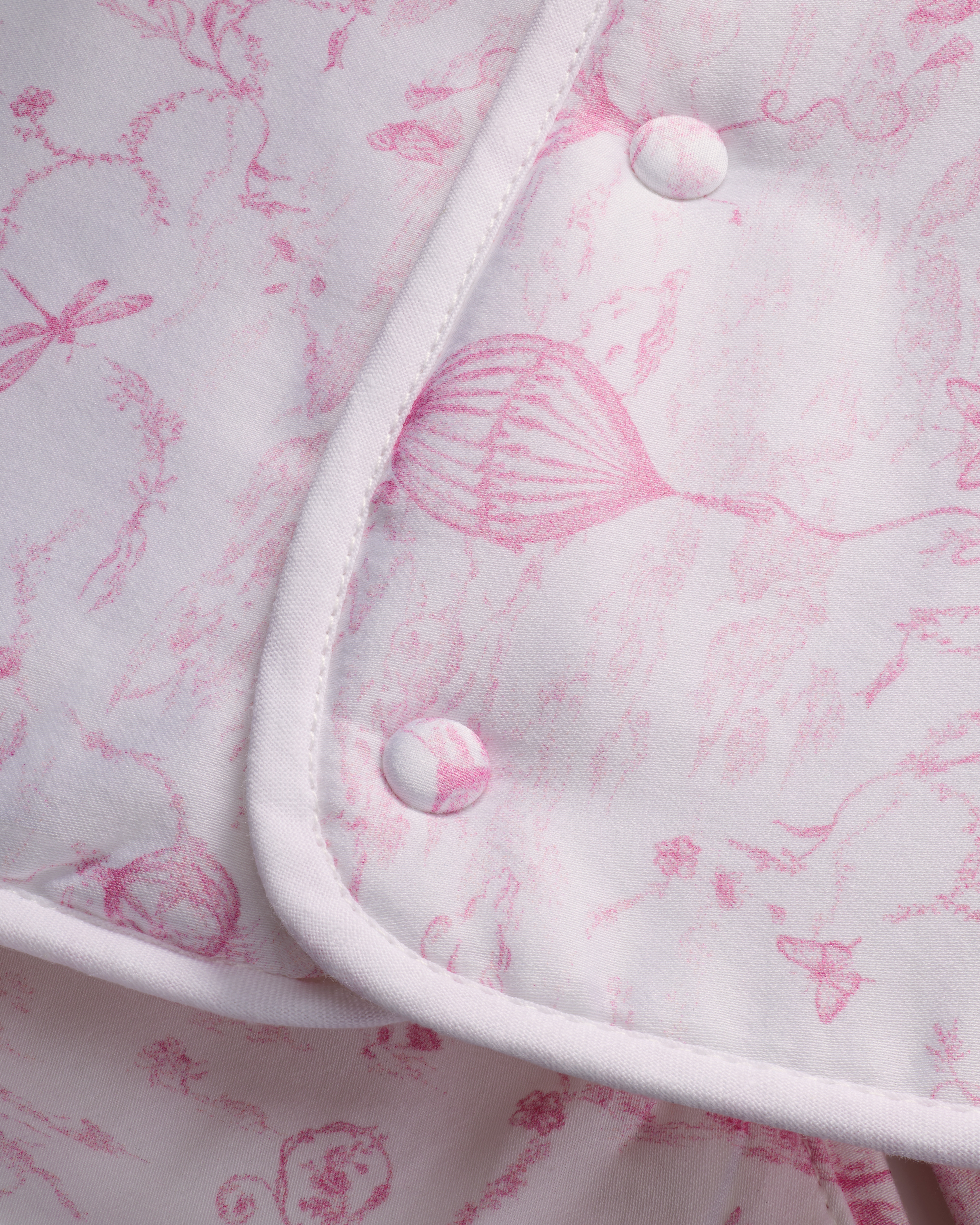 Nido d’angelo Voile di cotone bianco con stampa Toile de Jouy rosa ...