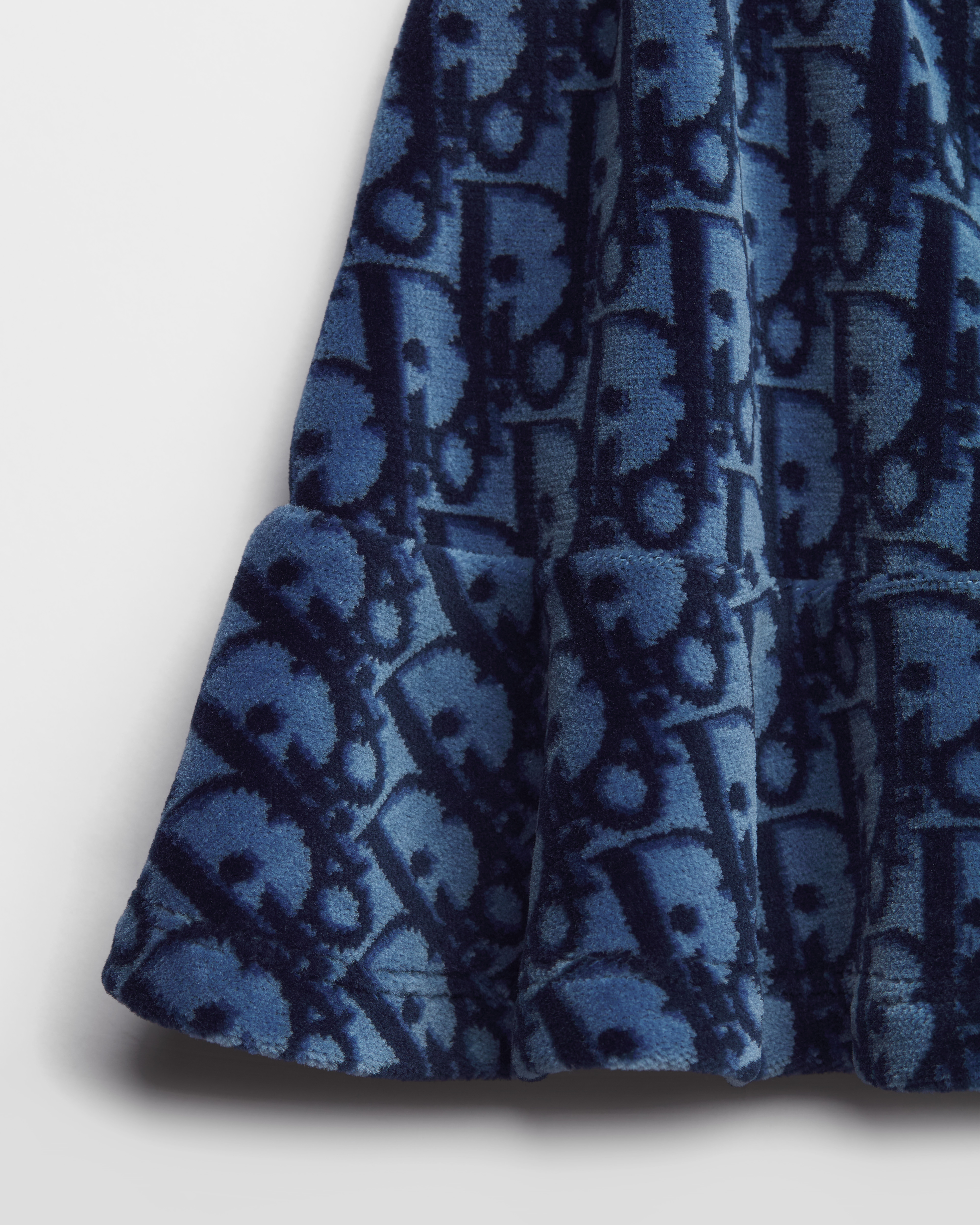 Baby A-Line Dress Blue Velvet Jersey with Dior Oblique Jacquard Motif ...