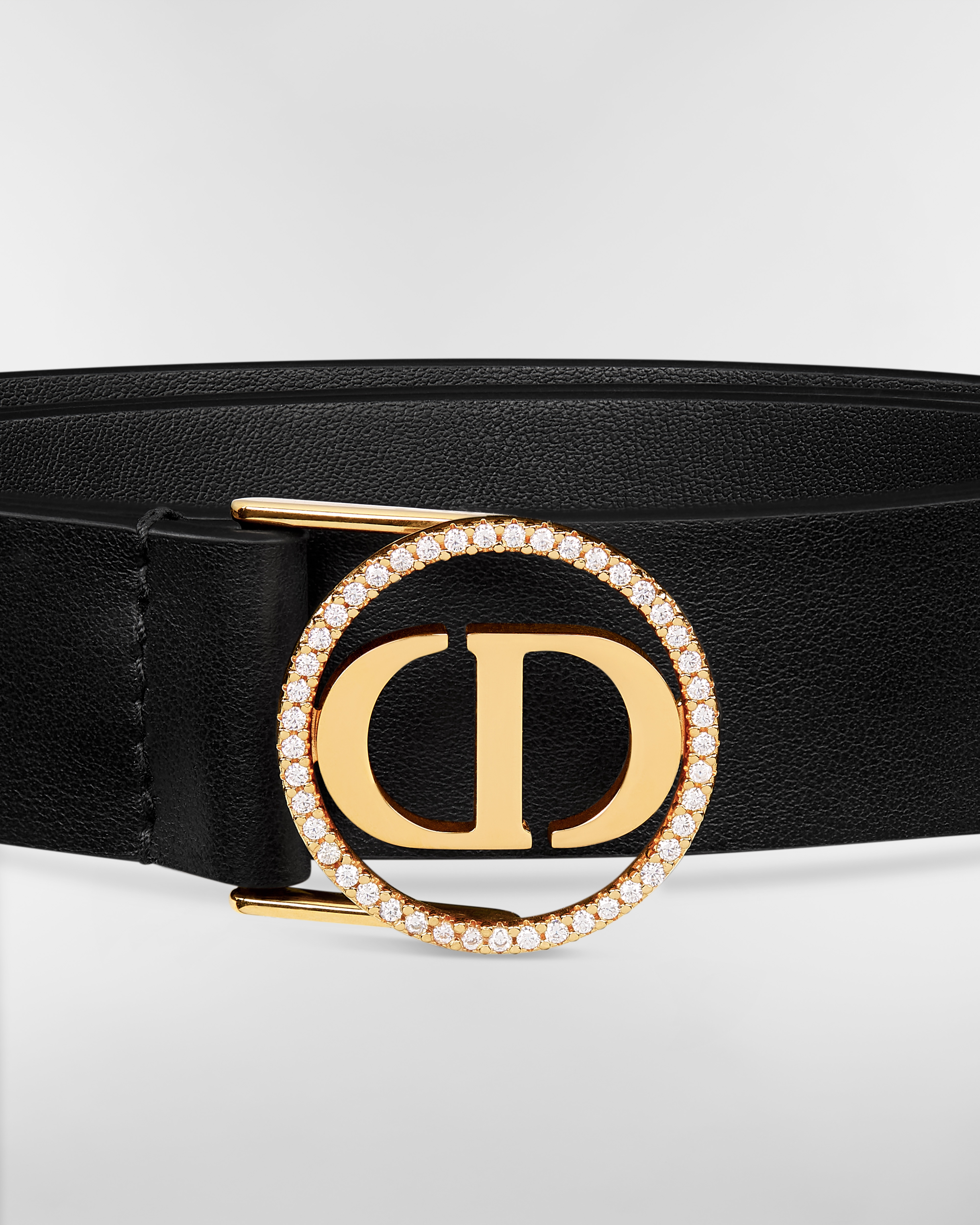 30 Montaigne Circled Belt Black Smooth Calfskin and Silver-Tone ...