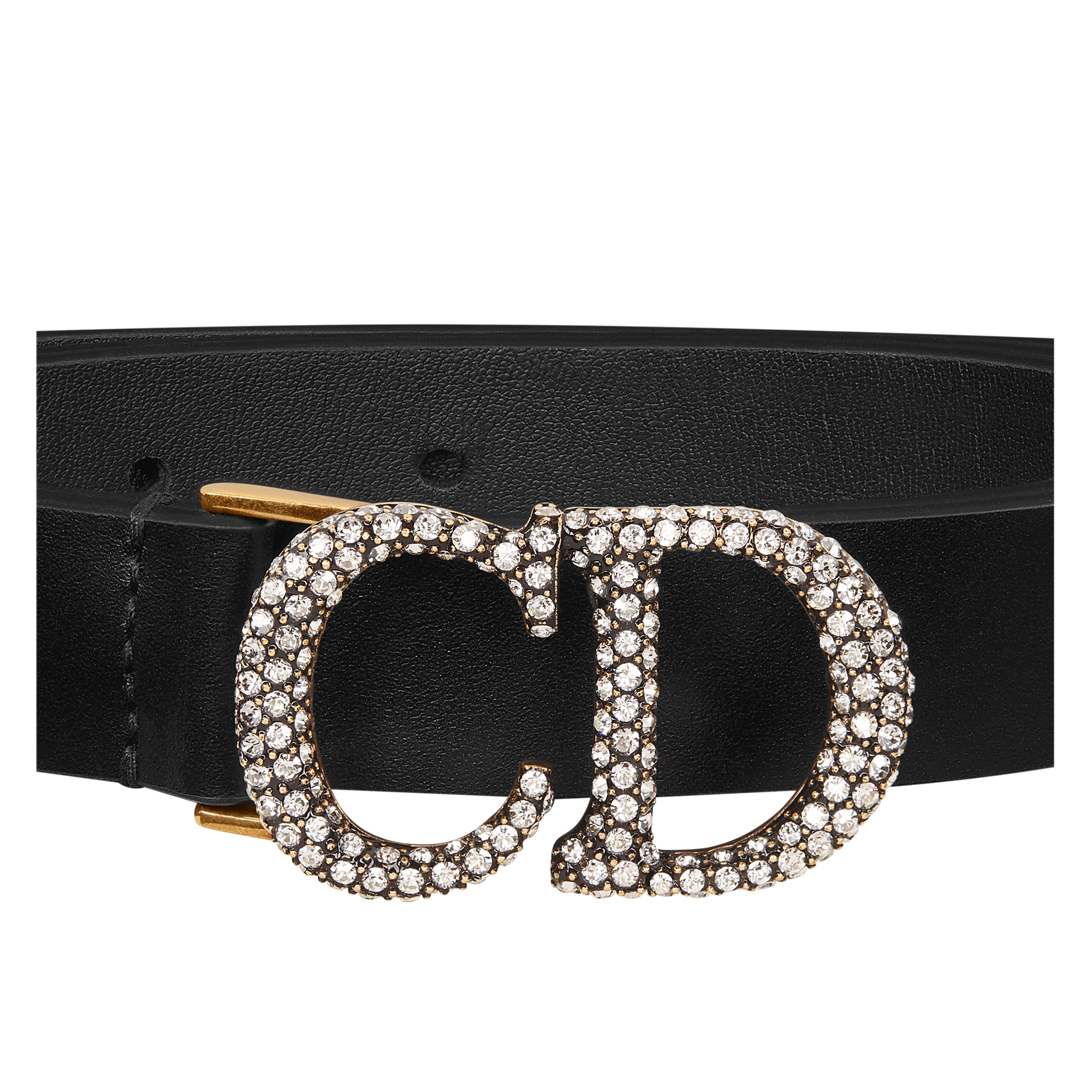 Saddle Belt Black Smooth Calfskin and Silver-Tone Crystals, 20 MM | DIOR