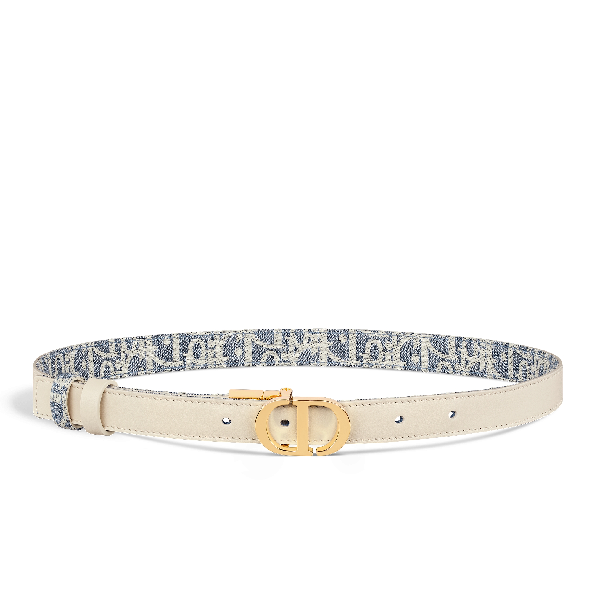 30 Montaigne Reversible Belt Natural Smooth Calfskin and Blue Dior ...