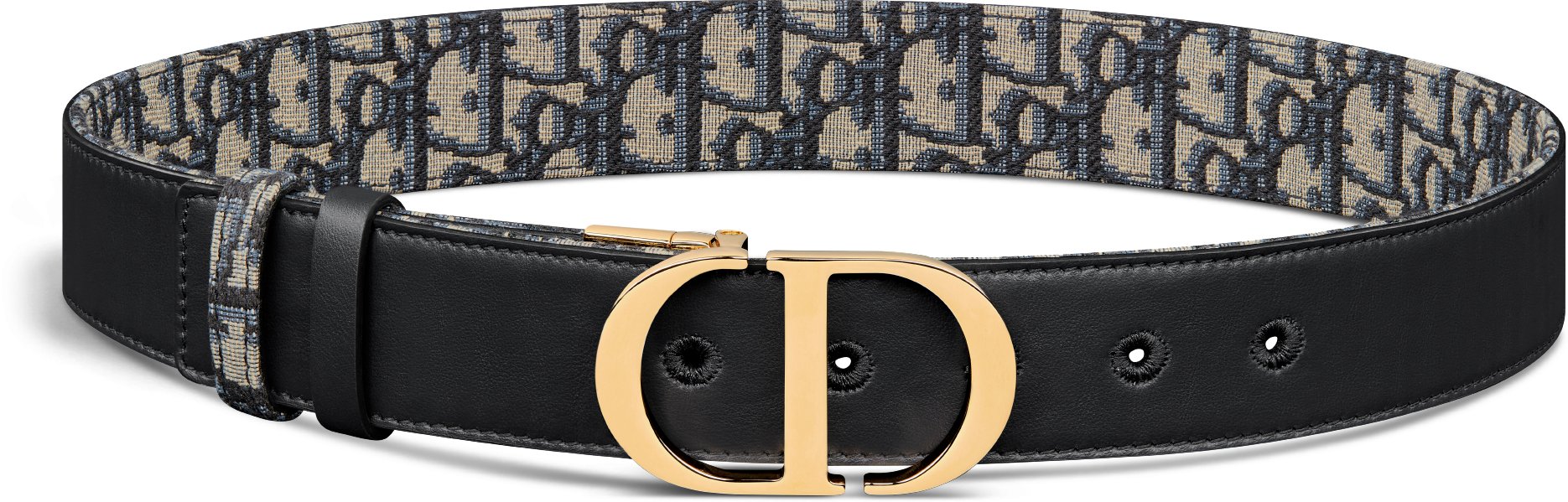 Cintura reversibile 30 Montaigne Pelle di vitello liscia e jacquard ...