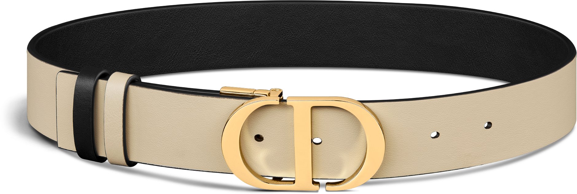 30 Montaigne Reversible Belt Black and Rope Beige Smooth Calfskin, 35 ...