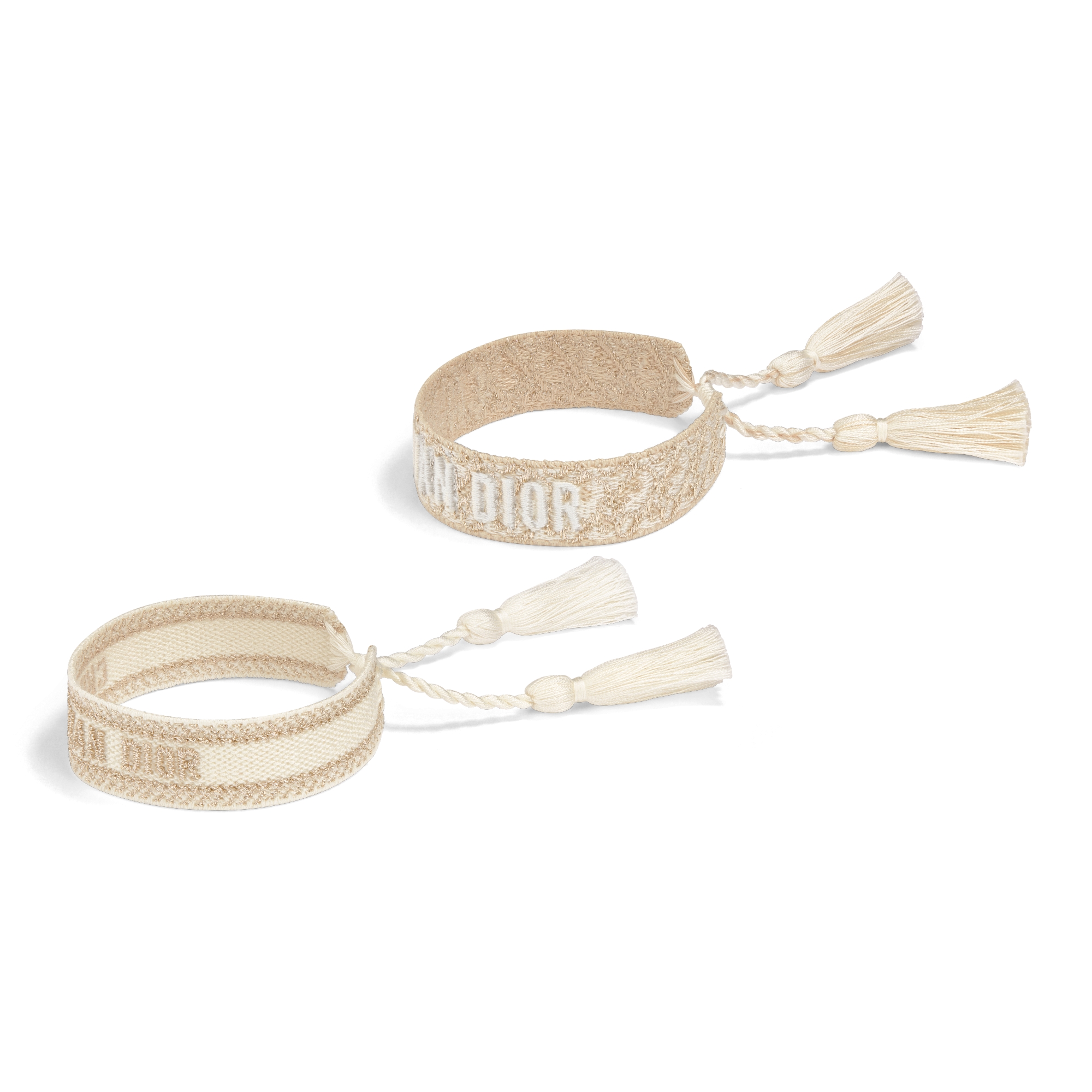 Christian Dior Bracelet Set Gold-Tone and White Dior Oblique Cotton | DIOR