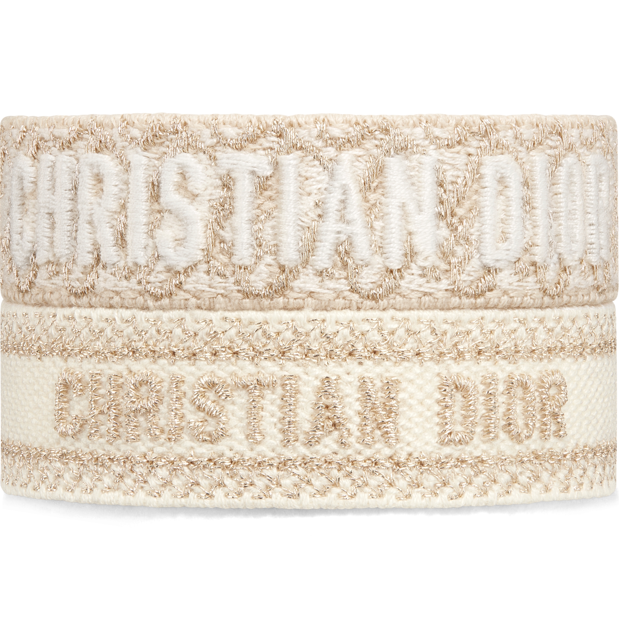 Christian Dior Bracelet Set Gold-Tone and White Dior Oblique Cotton | DIOR