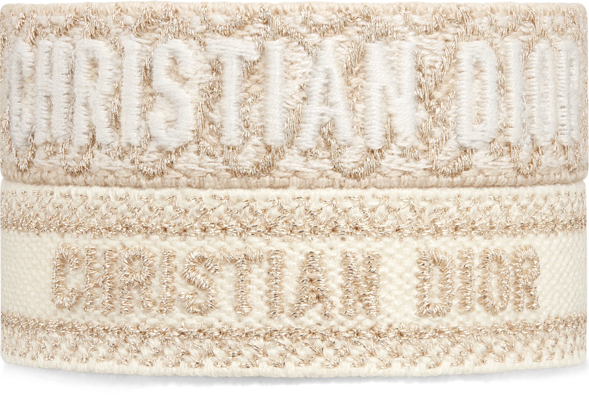Christian Dior Bracelet Set Gold-Tone and White Dior Oblique Cotton | DIOR