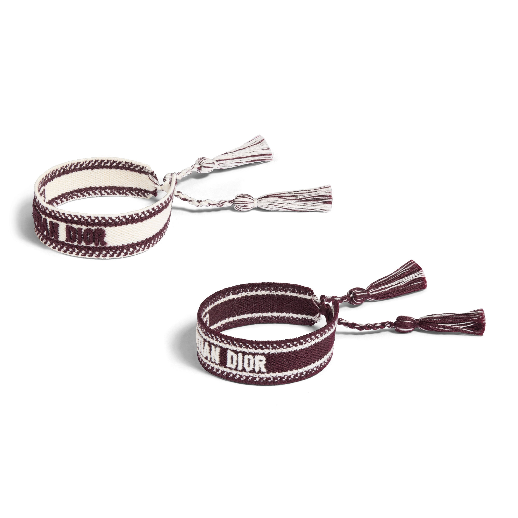 Christian Dior Bracelet Set Plum and White Cotton | DIOR