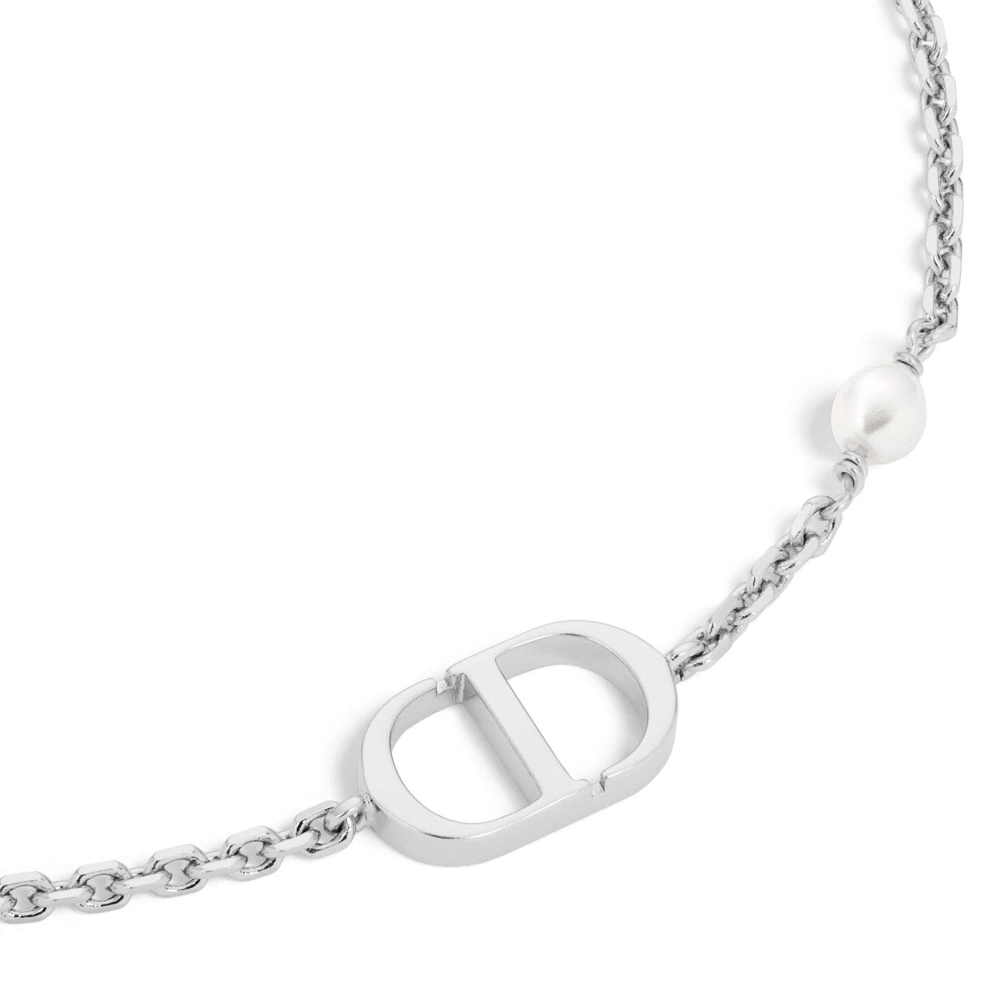 Petit CD Bracelet Silver-Finish Metal with White Resin Pearl | DIOR
