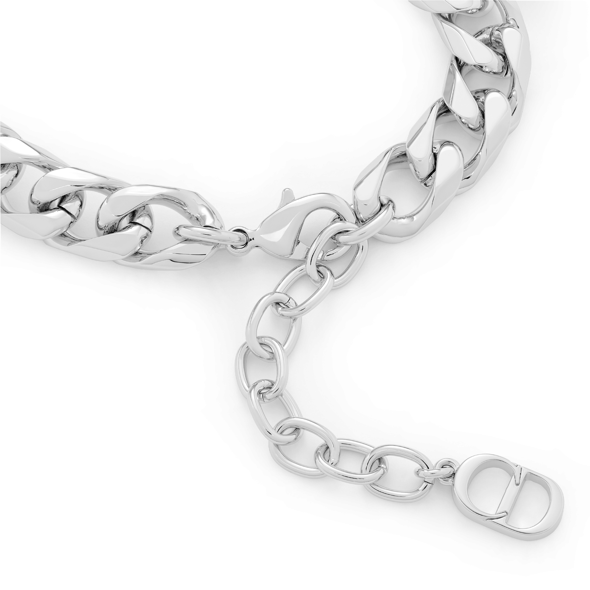 Dior Italic Chain Link Bracelet Silver-Finish Brass and White Crystals ...