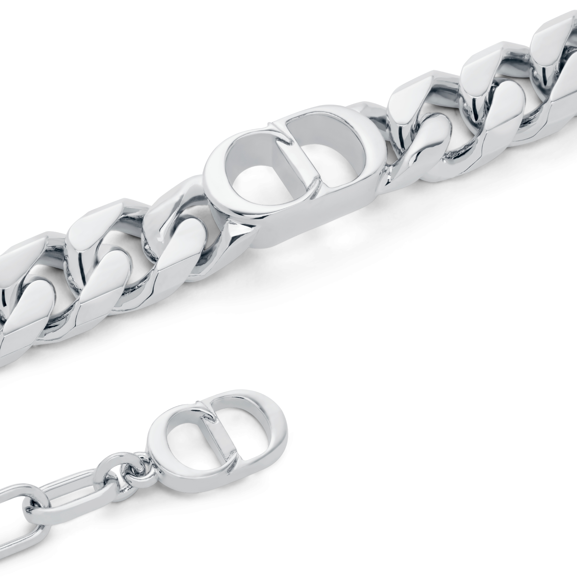 CD Icon Thin Chain Link Bracelet Silver-Finish Brass | DIOR
