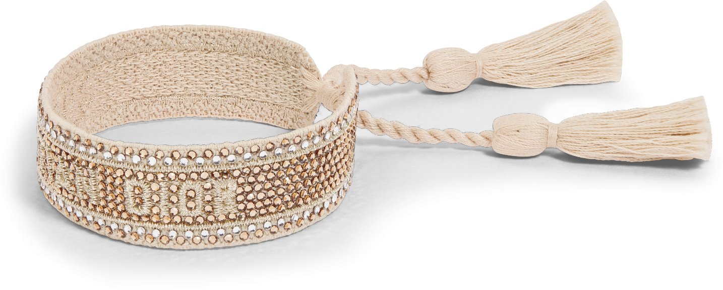 Christian Dior Bracelet Gold-Tone Cotton and Crystals | DIOR