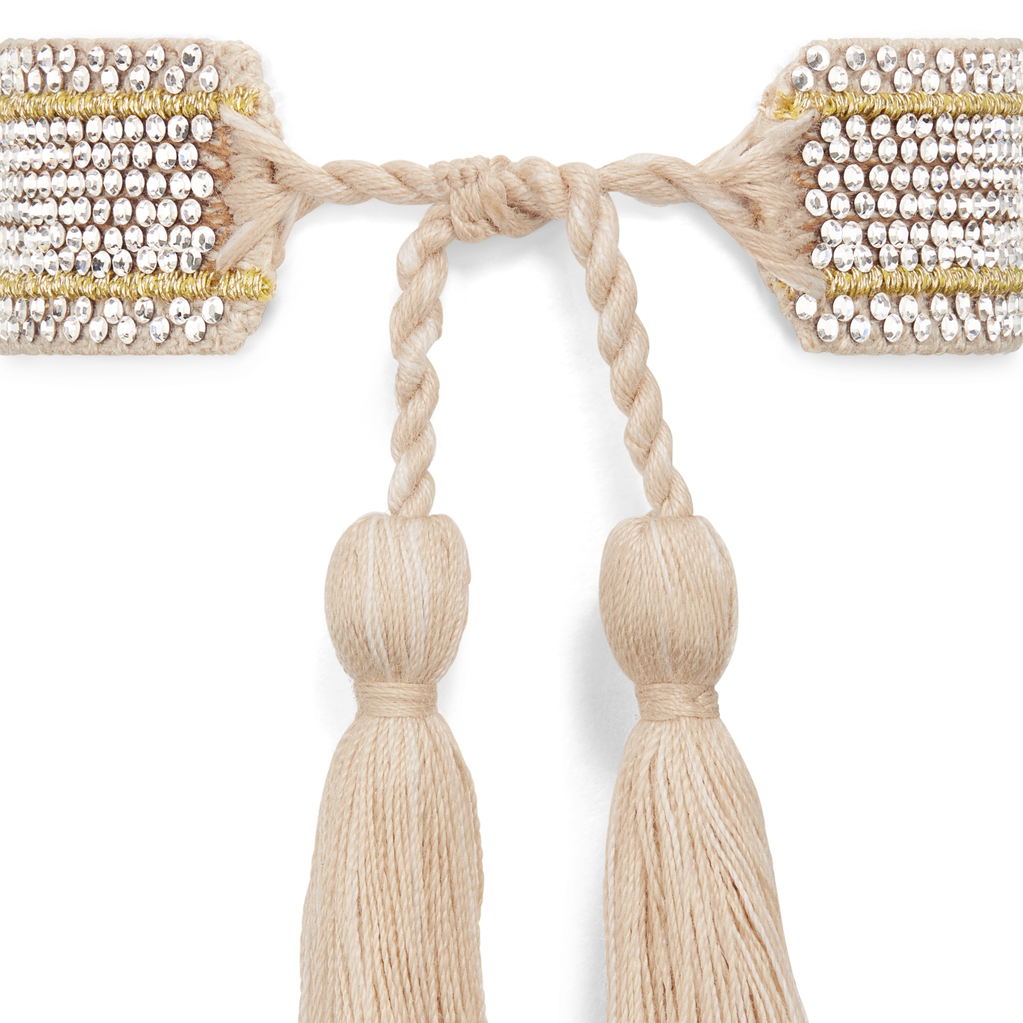 Dior Or Christian Dior Bracelet Beige Cotton and Clear Crystals | DIOR