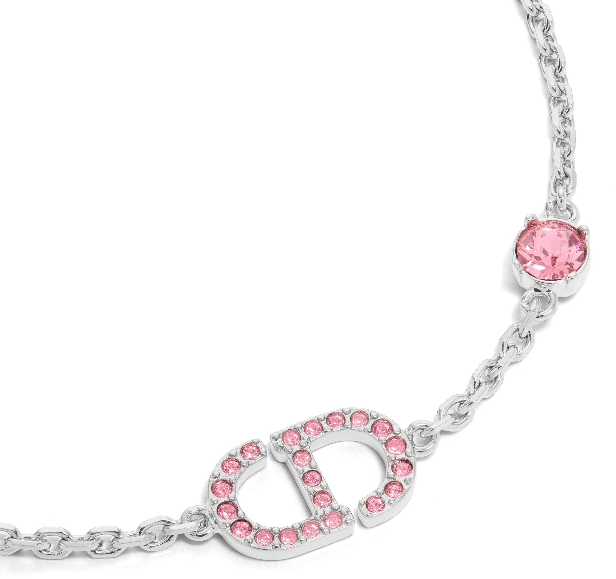 Petit CD Bracelet Palladium-Finish Metal and Pink Crystals | DIOR