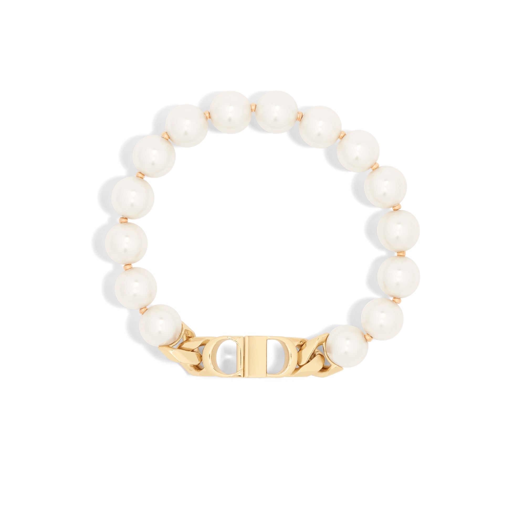 CD Pearls Brooch Gold-Finish Brass and White Crystal Pearls | DIOR