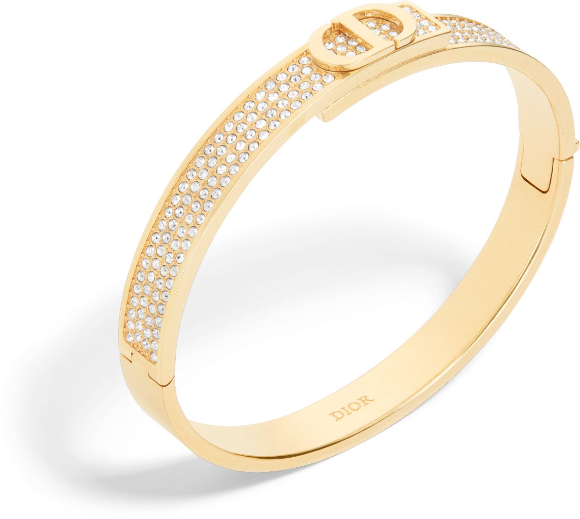 30 Montaigne Armreif Metall mit Gold-Finish und Kristalle in Silberfarbe | DIOR