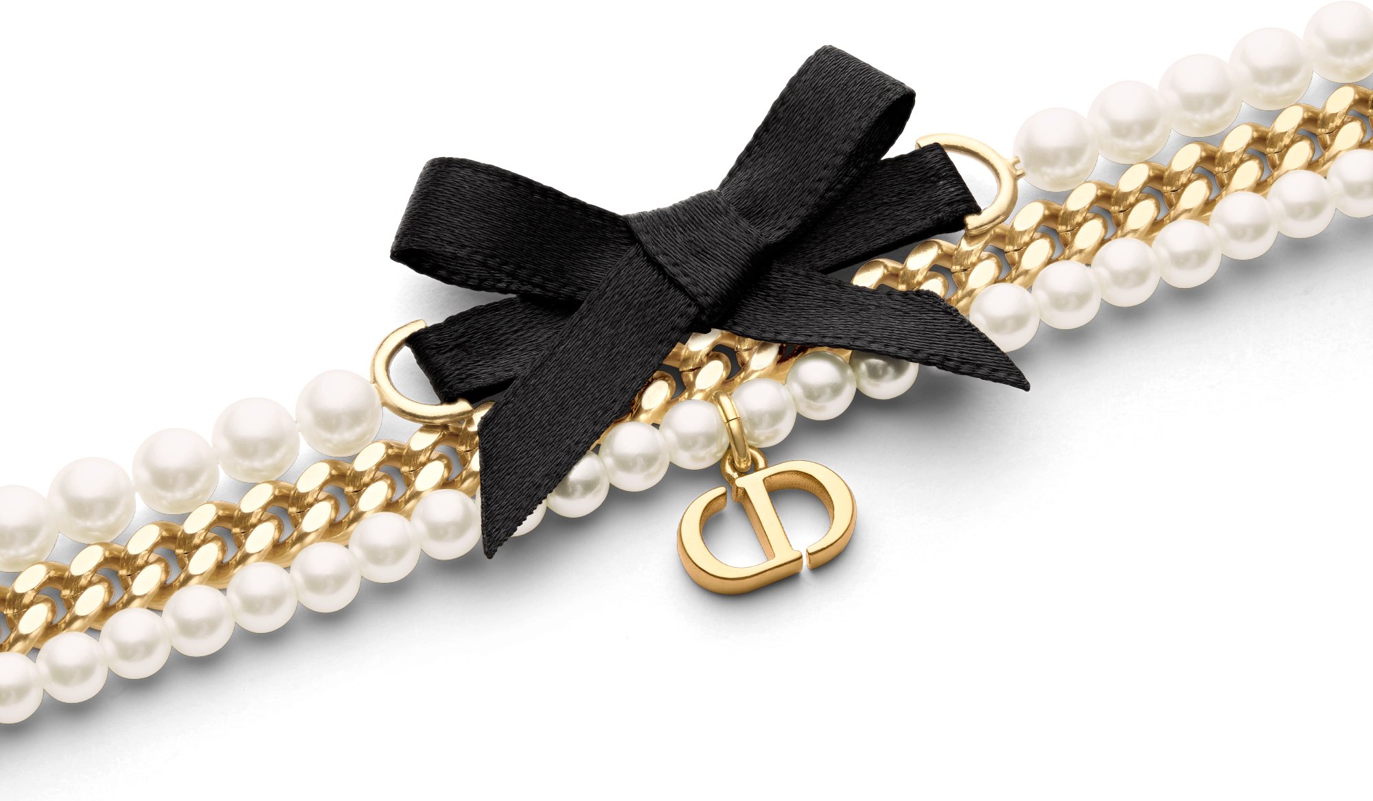 Le Nœud de Dior Bracelet Gold-Finish Metal with White Resin Pearls and ...