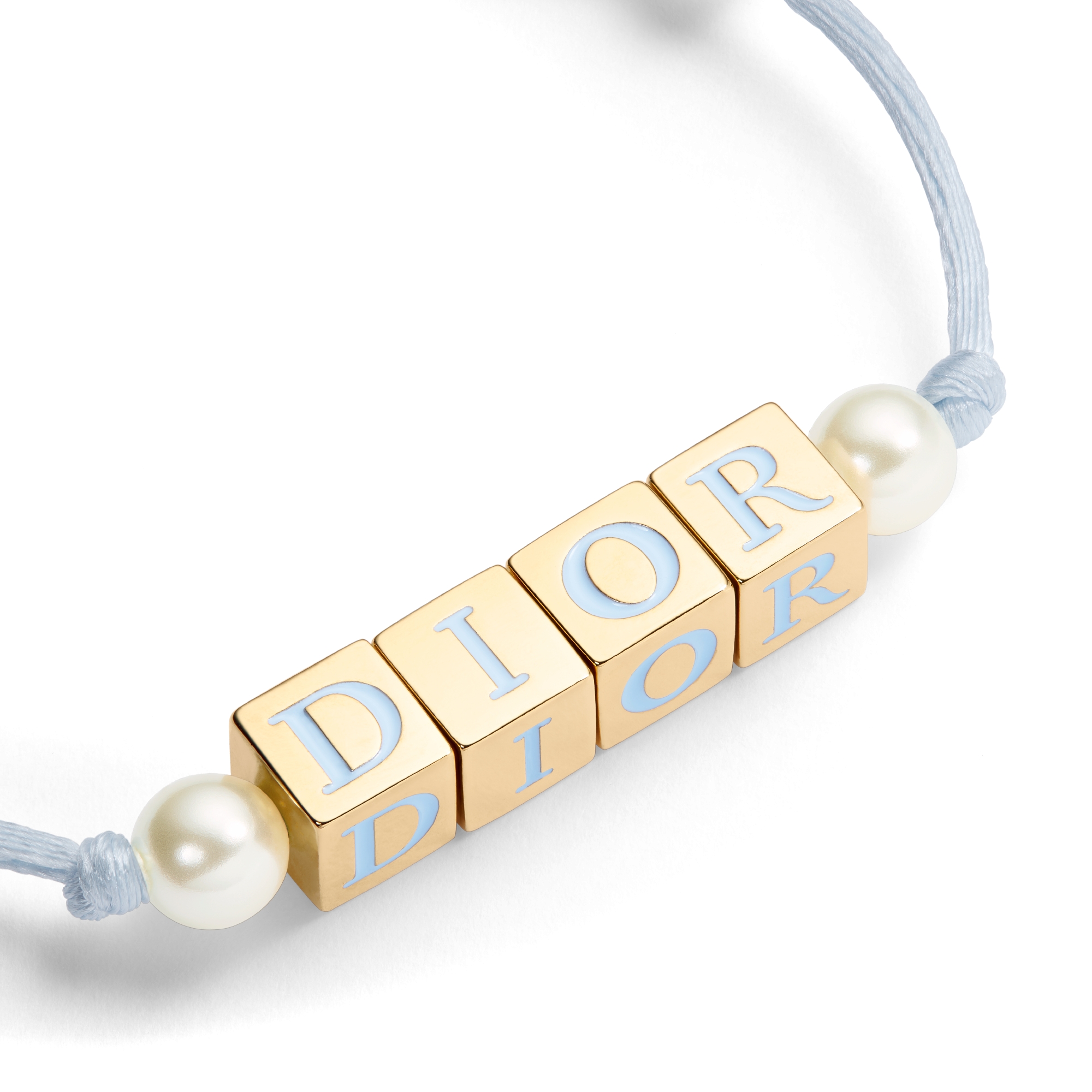 D-Dice Bracelet Sky Blue Cotton and Lacquer, Gold-Finish Metal and ...