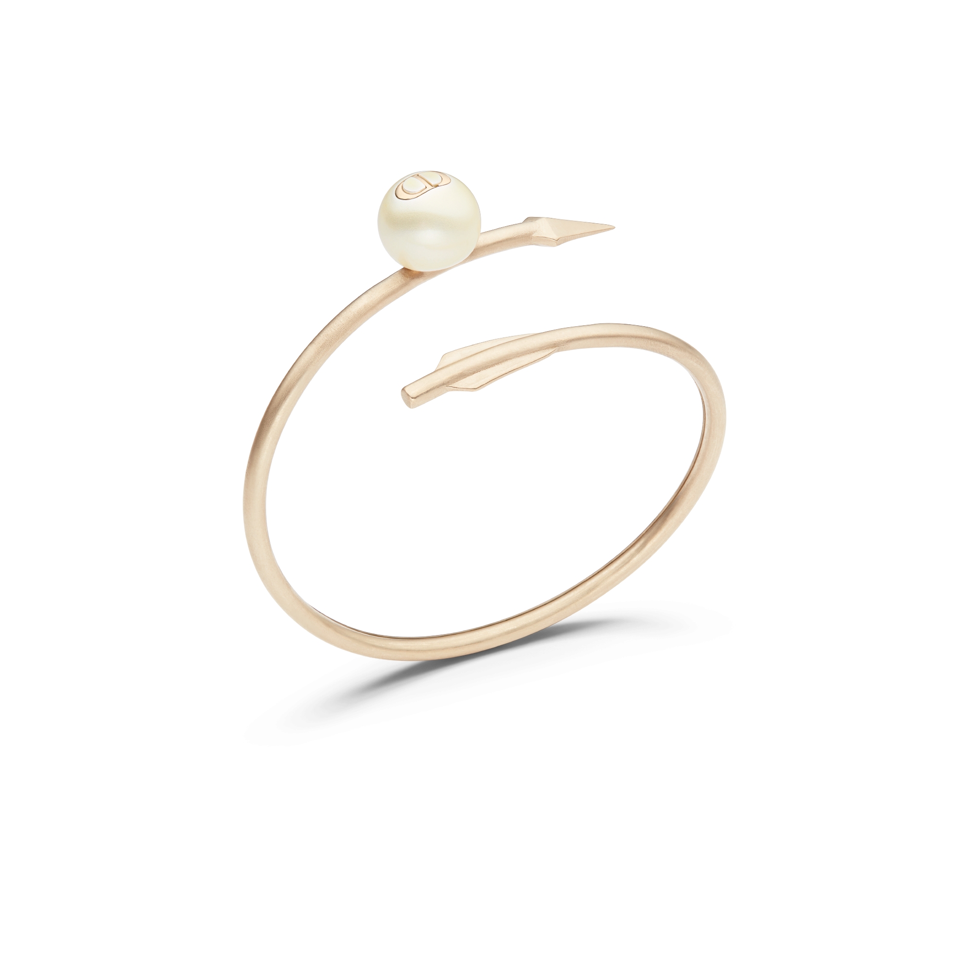 D-Vinity Bangle Matte Gold-Finish Metal and White Resin Pearl | DIOR