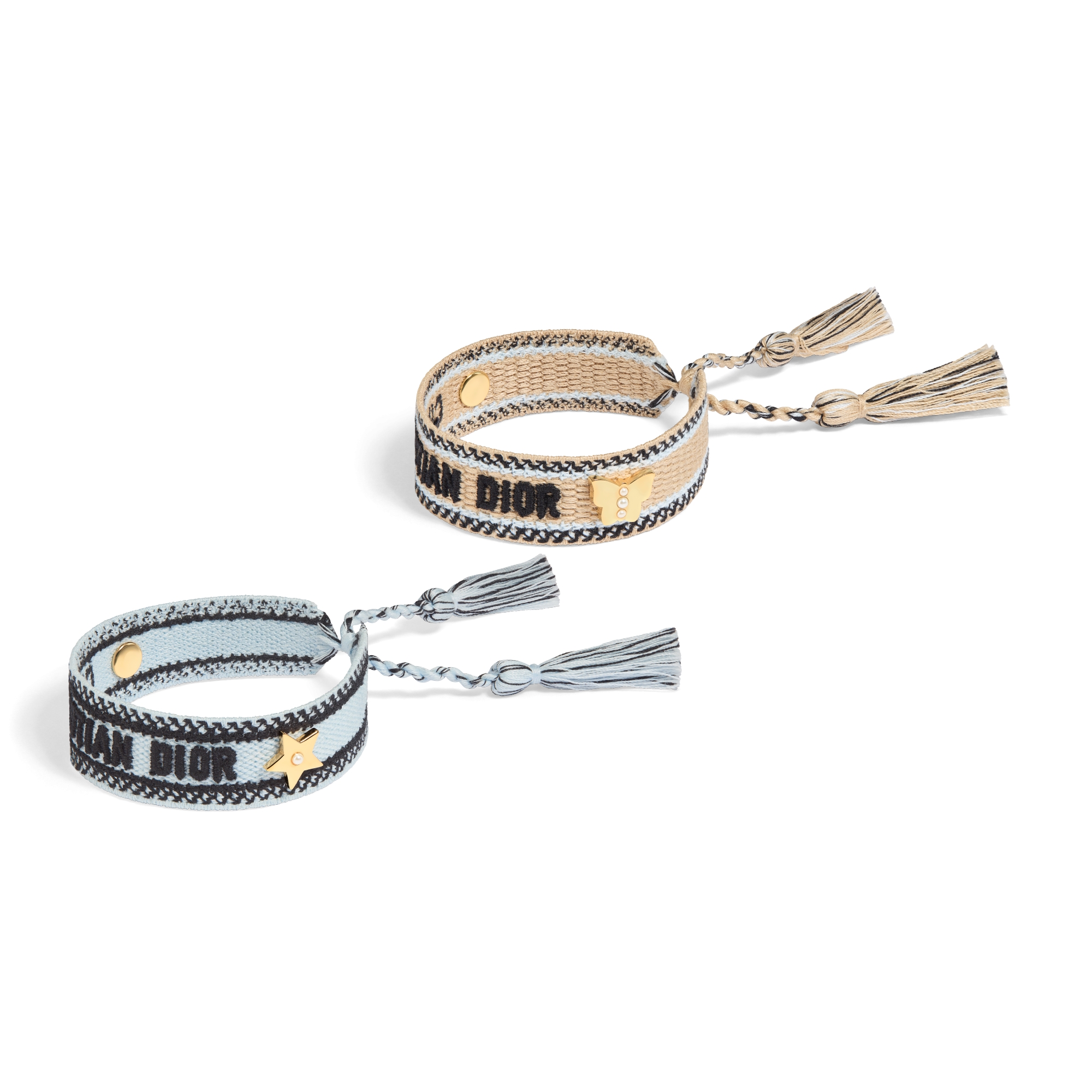 Christian Dior Bracelet Set Biscuit and Sky Blue Cotton with Gold ...