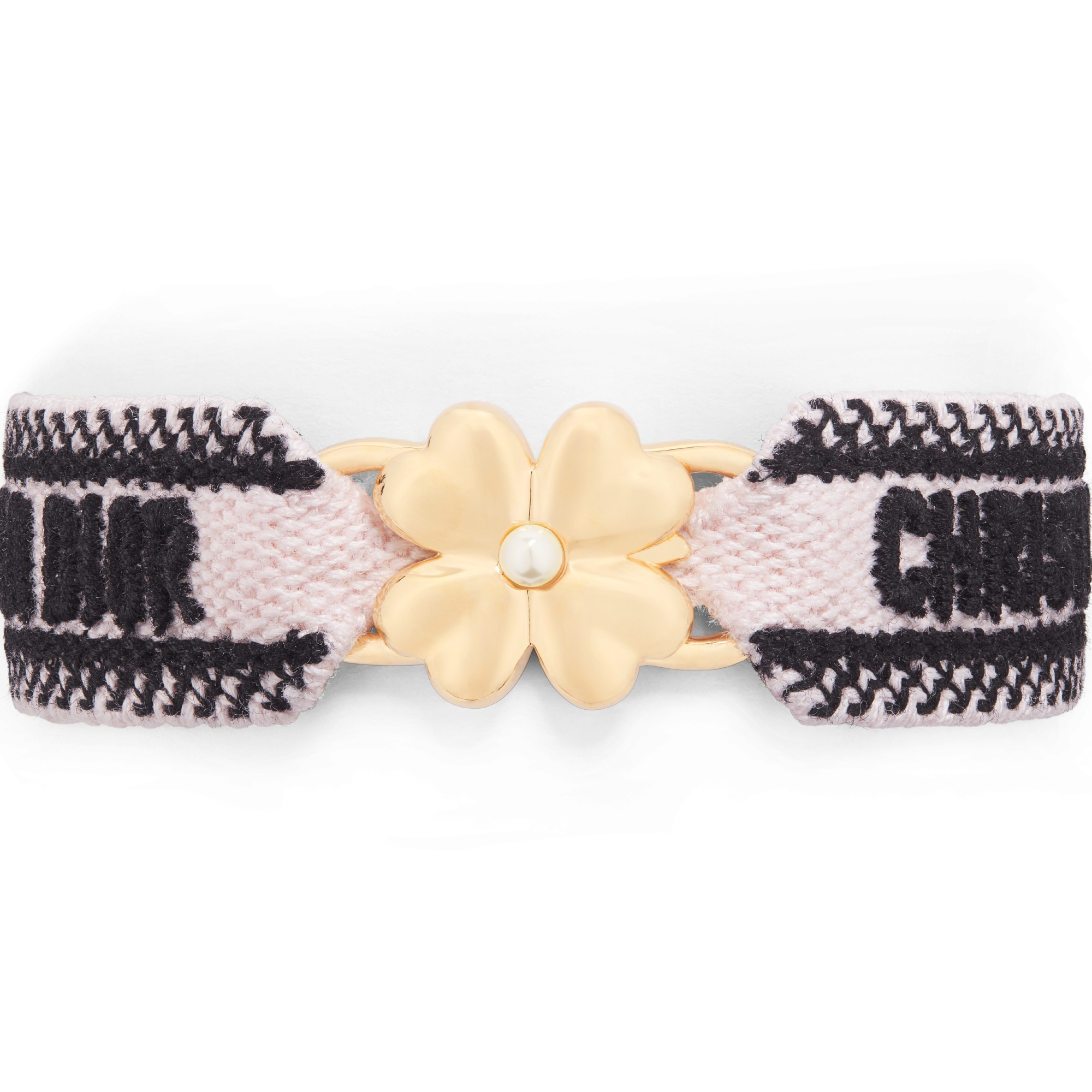 Christian Dior Bracelet Pale Pink Cotton, Gold-Finish Metal and White ...