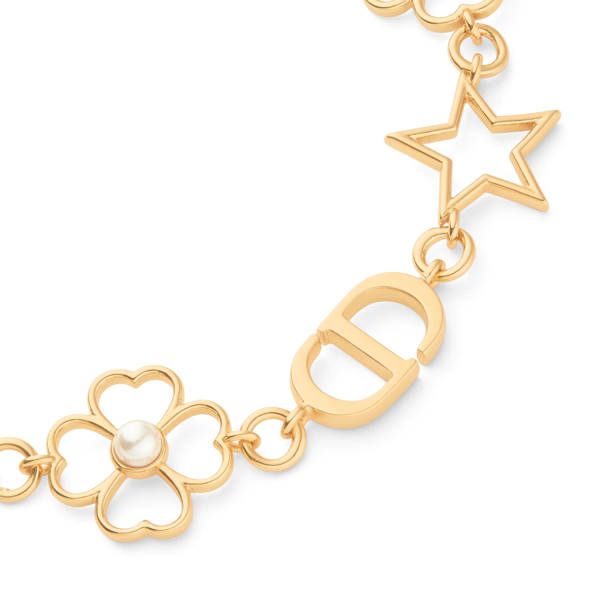 Dior Lucky Lace Bracelet Gold-Finish Metal and White Resin Pearl | DIOR