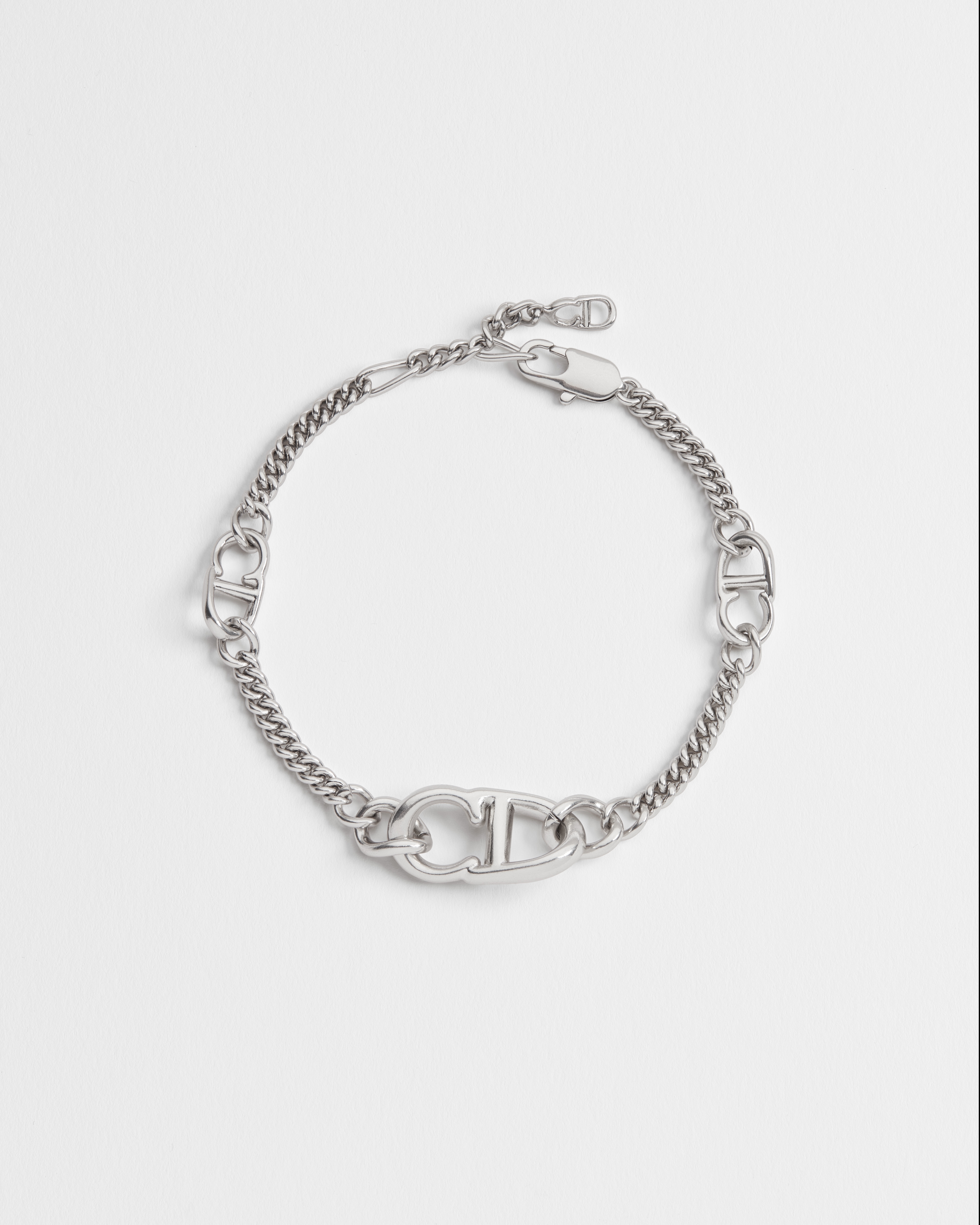 CD Icon Thin Chain Link Bracelet Silver-Finish Brass | DIOR