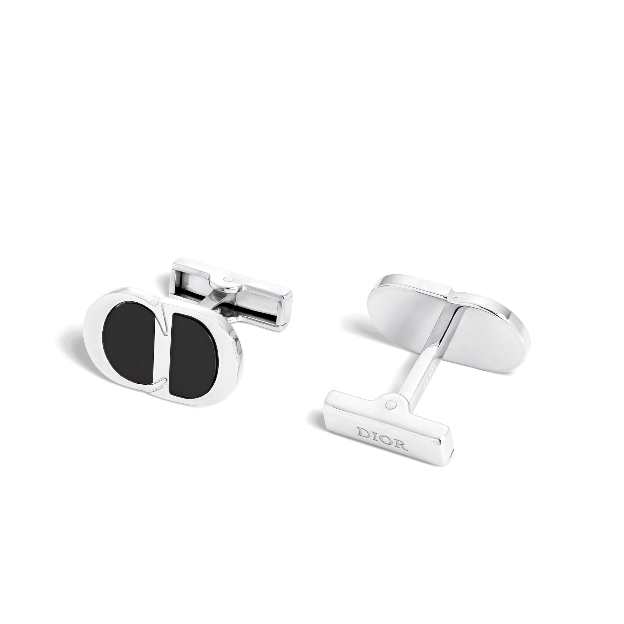 CD Icon Cufflinks Silver and Black Resin | DIOR