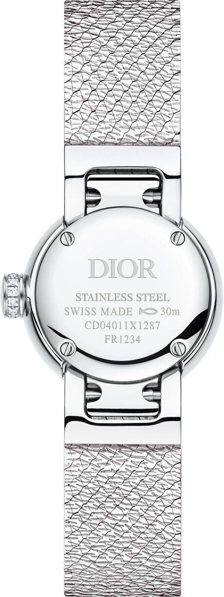 La Mini D de Dior Satine Ø 19 мм, сталь, перламутр белого цвета и ...