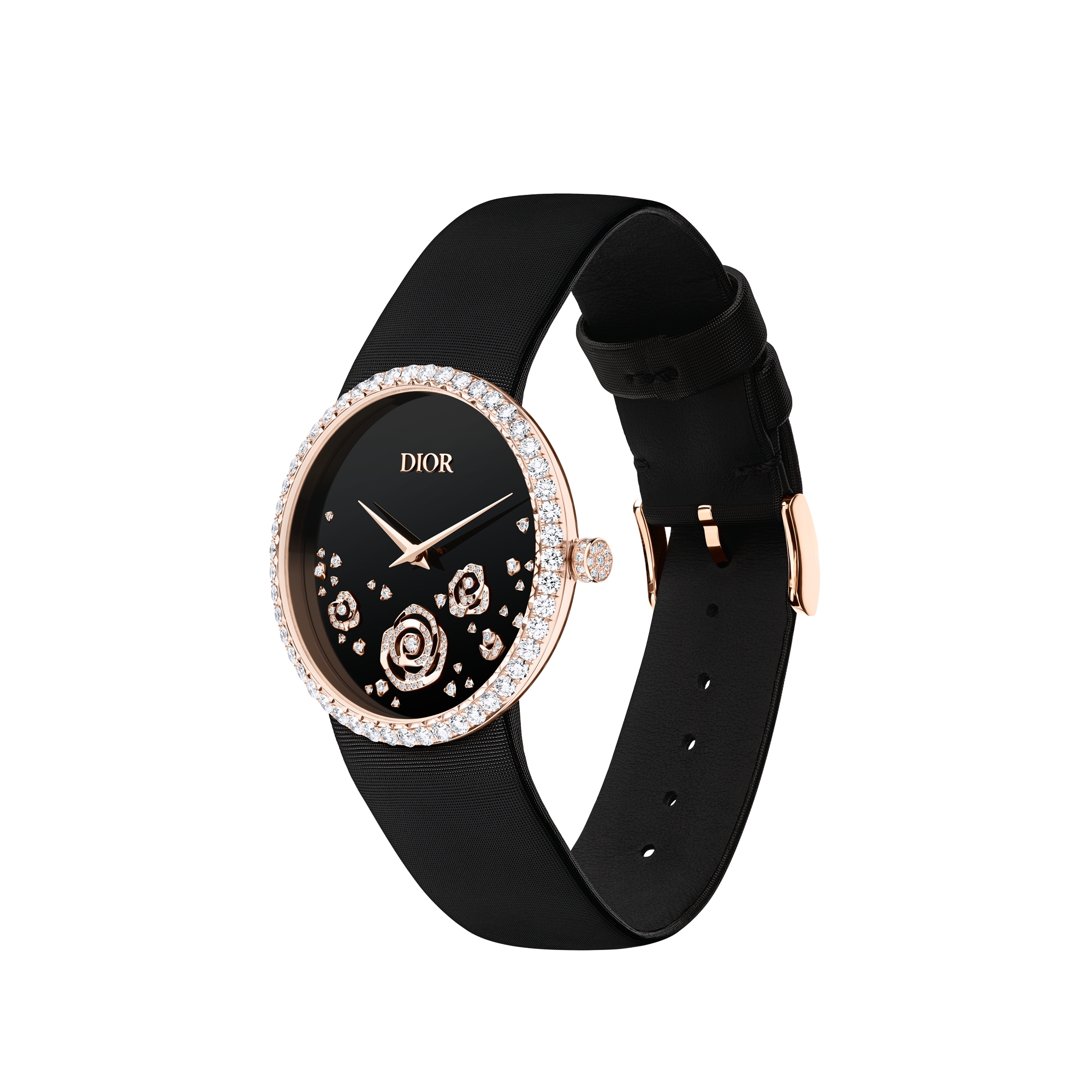 La D de Dior Rose Couture Ø 38 mm, Pink Gold, Onyx and Diamonds | DIOR