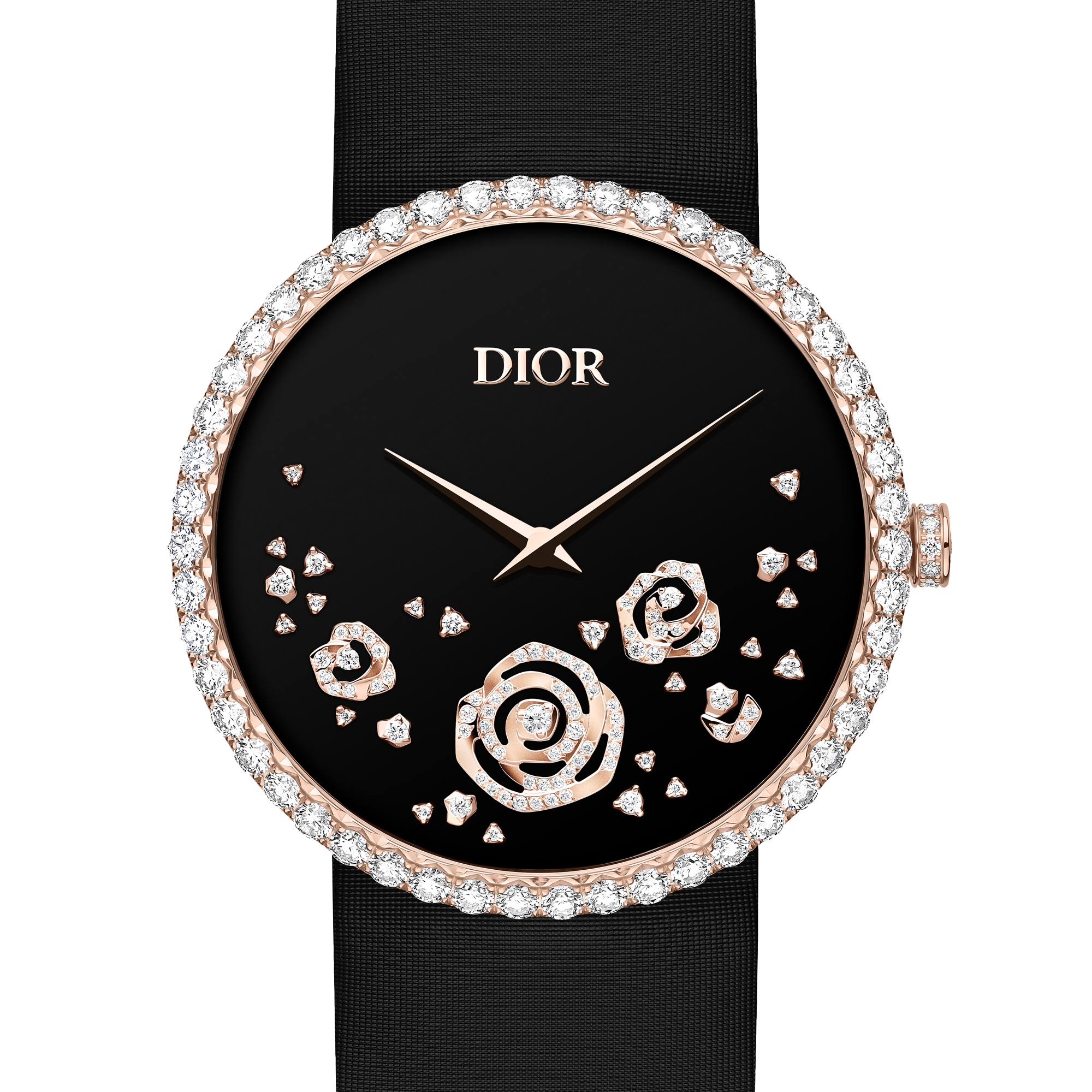 La D de Dior Rose Couture Ø 38 mm, Pink Gold, Onyx and Diamonds | DIOR