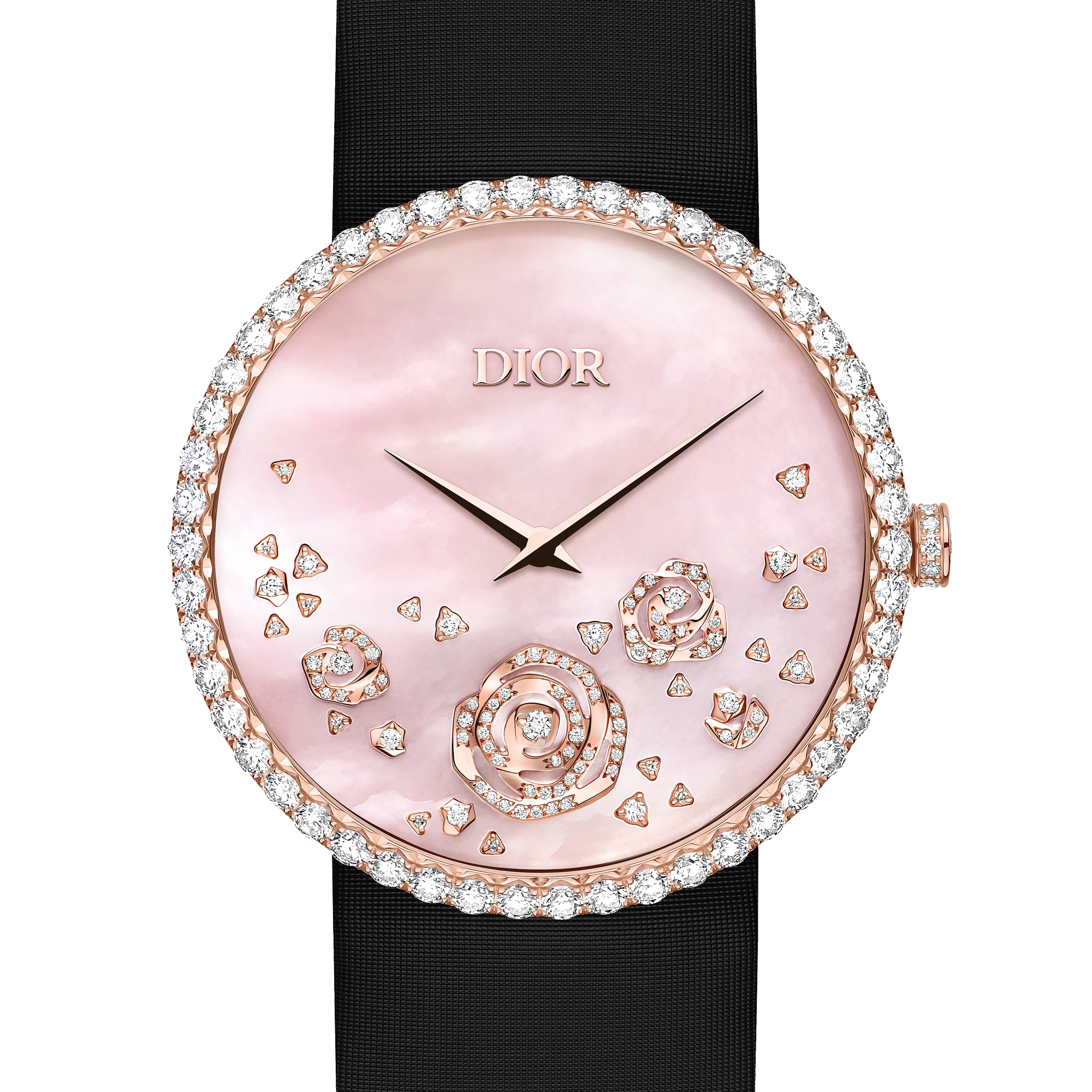 La D de Dior Rose Couture Ø 38 mm, ouro rosa, madrepérola rosa e ...