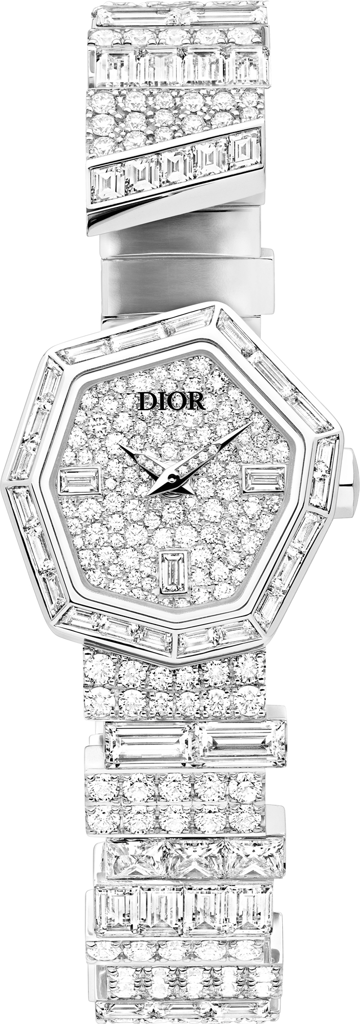 Mini Multifaceted GEM DIOR Ø 21 mm, White Gold and Diamonds | DIOR