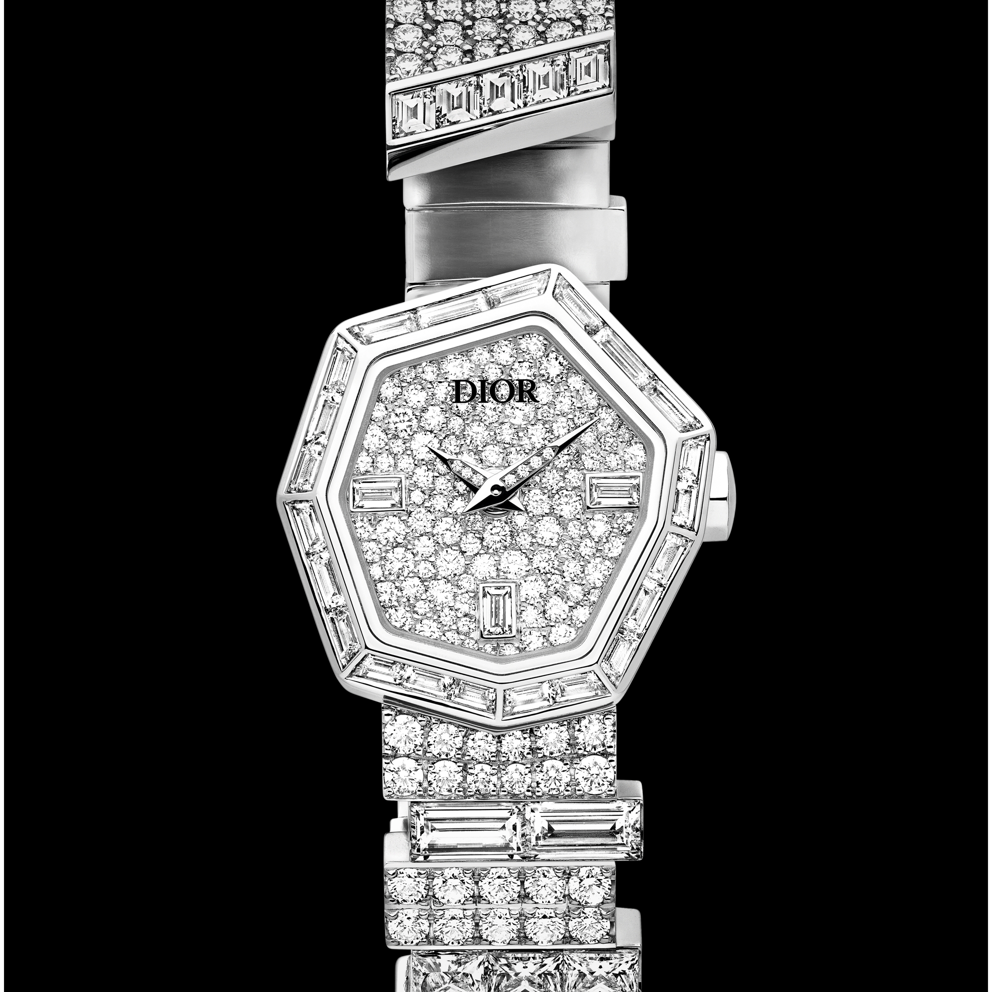 Mini Multifaceted GEM DIOR Ø 21 mm, White Gold and Diamonds | DIOR