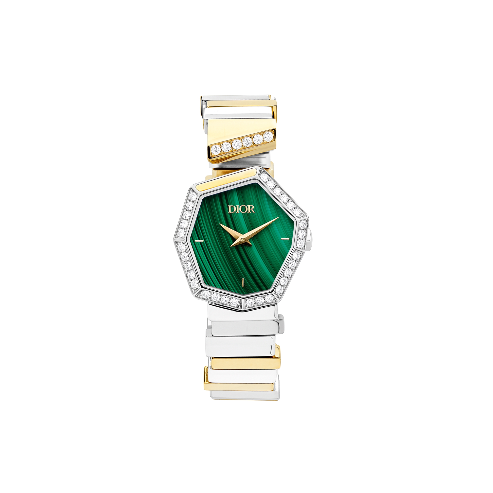 GEM DIOR Ø 27 mm, Steel, Yellow Gold, Malachite and Diamonds | DIOR