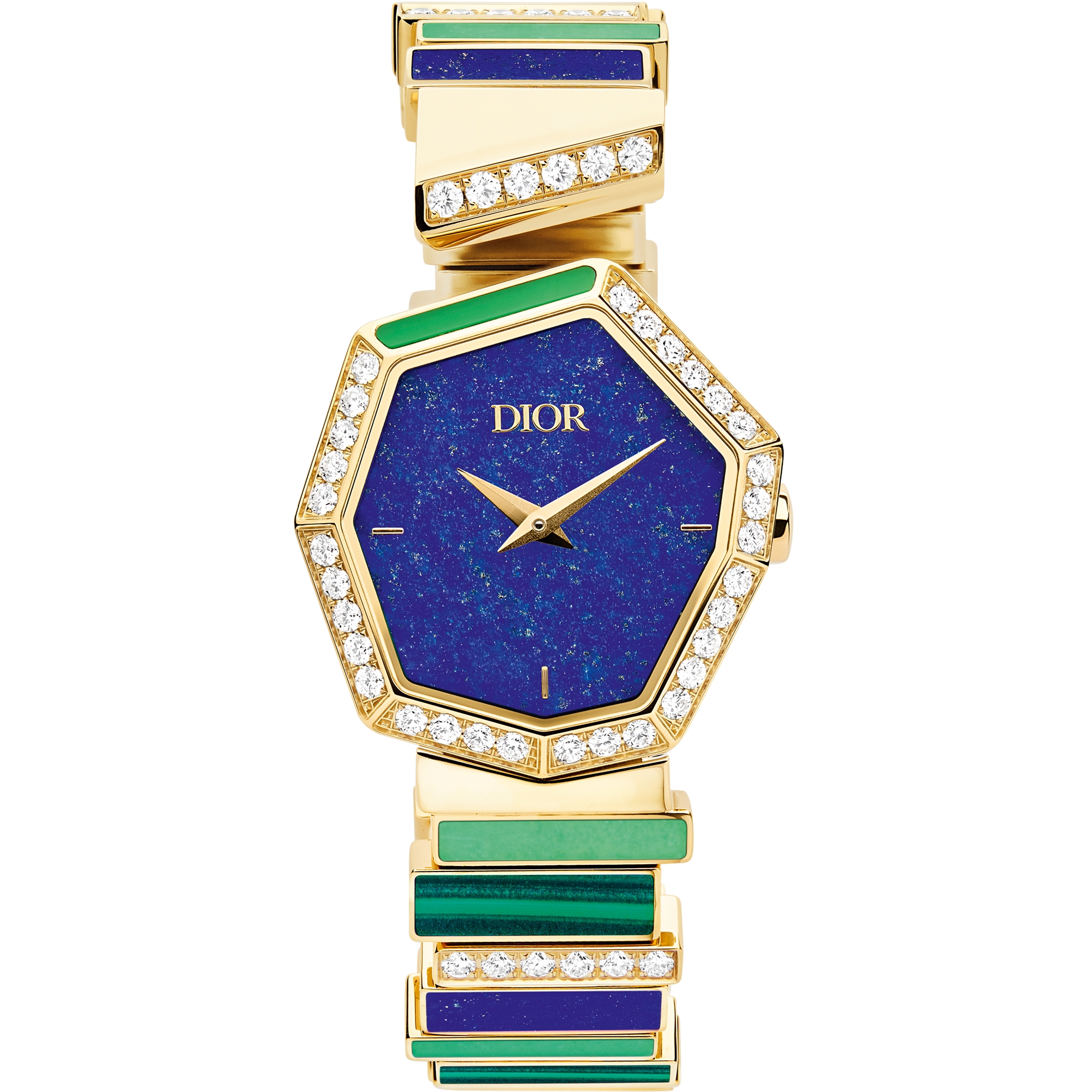 GEM DIOR Ø 27 mm, Yellow Gold, Lapis Lazuli, Decorative Stones and ...