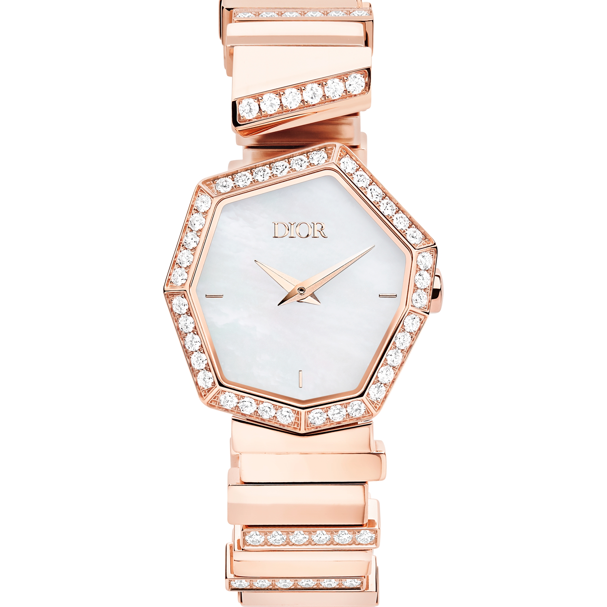 GEM DIOR Ø 27 mm (1”), Rose Gold, Mother of Pearl and Diamonds | DIOR