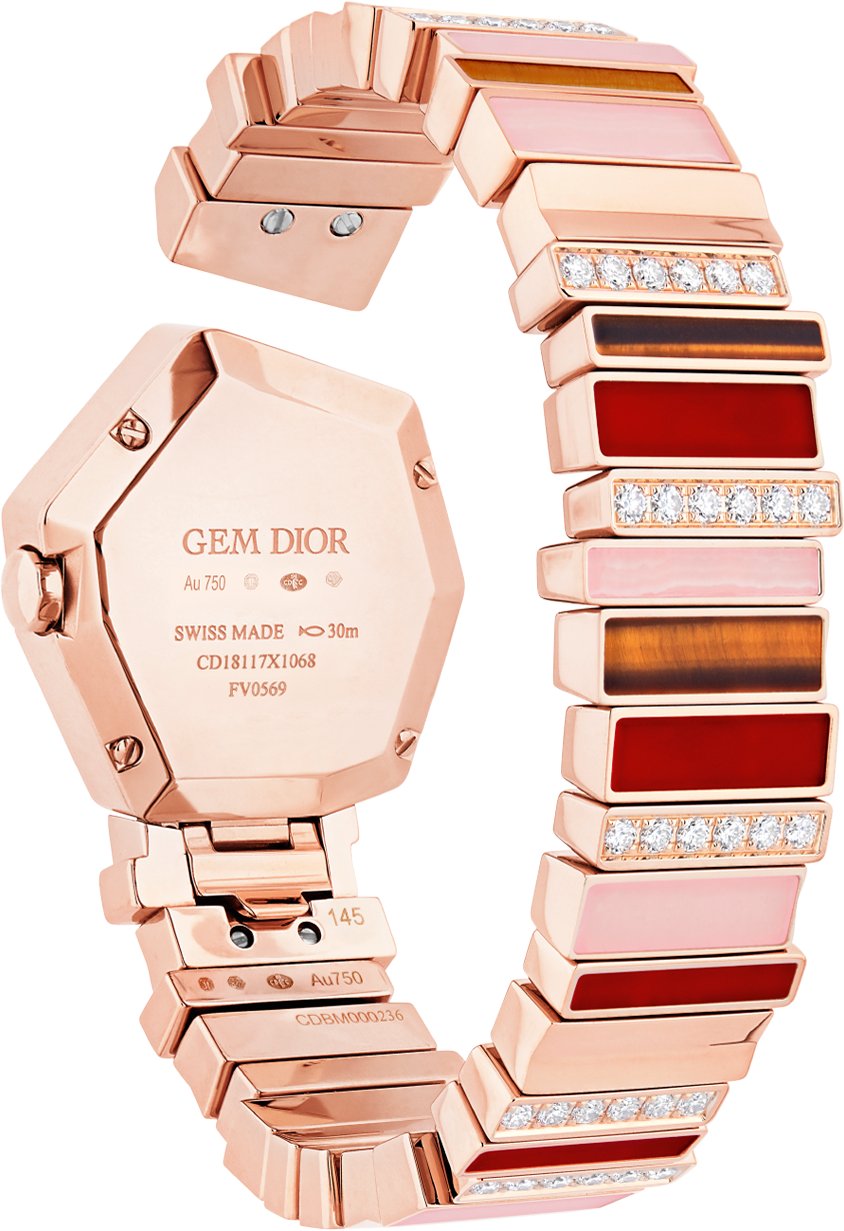 GEM DIOR Ø 27 mm (1”), Pink Gold, Decorative Stones and Diamonds | DIOR