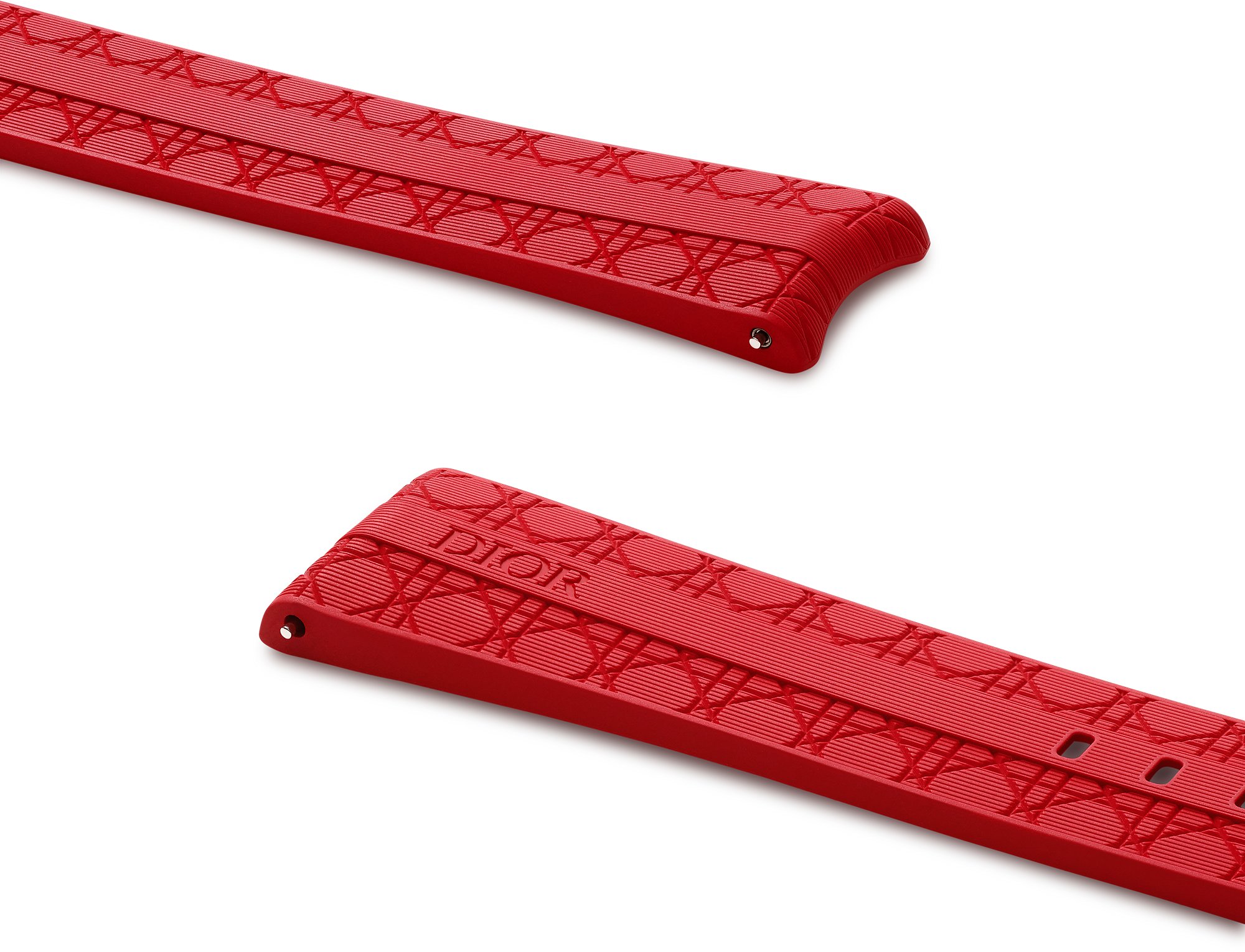 Ø 38 MM, Chiffre Rouge Watch Strap Red Rubber with Microcannage Motif ...