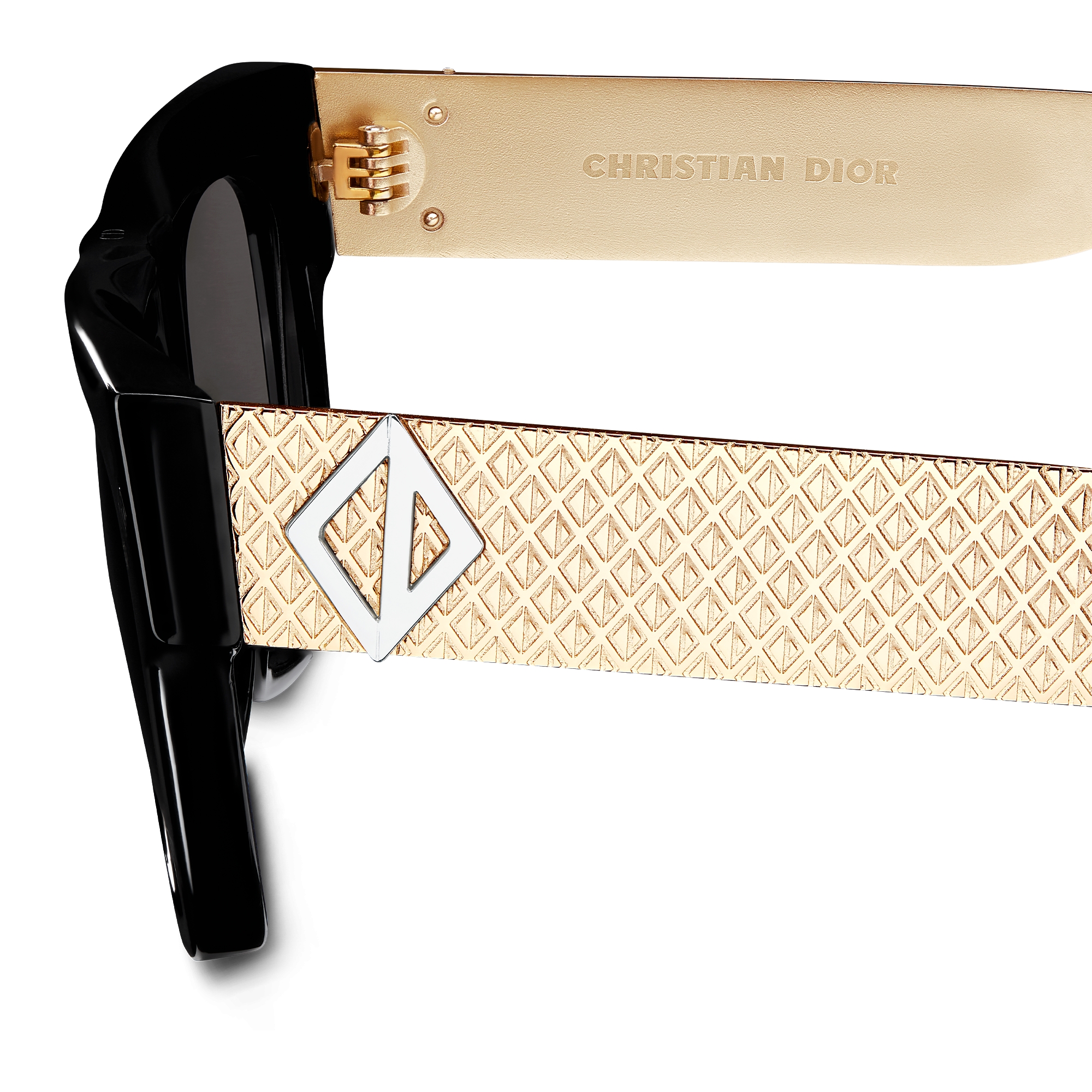 CD Diamond S8I Black and Gold-Finish Rectangular Sunglasses | DIOR
