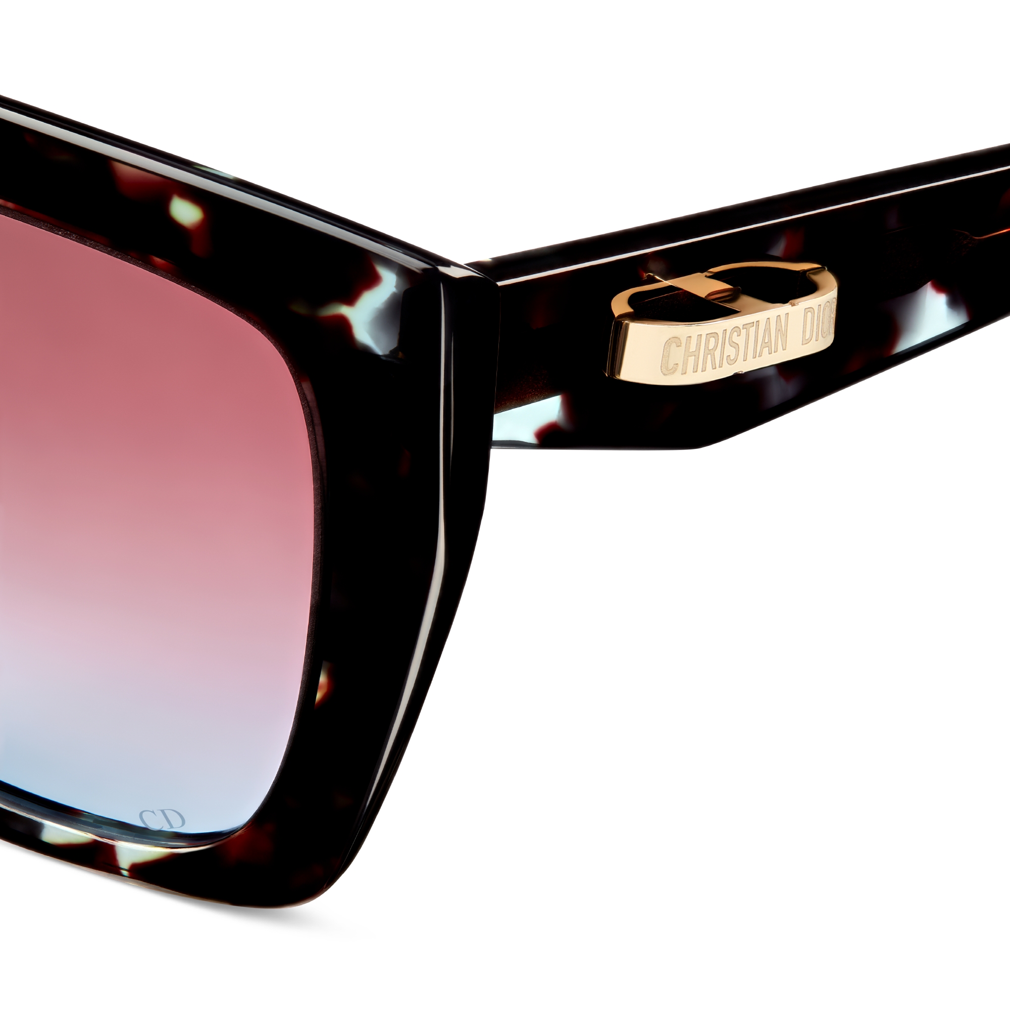 CDior S5I Transparent Burgundy and Blue Tortoiseshell-Effect Square ...