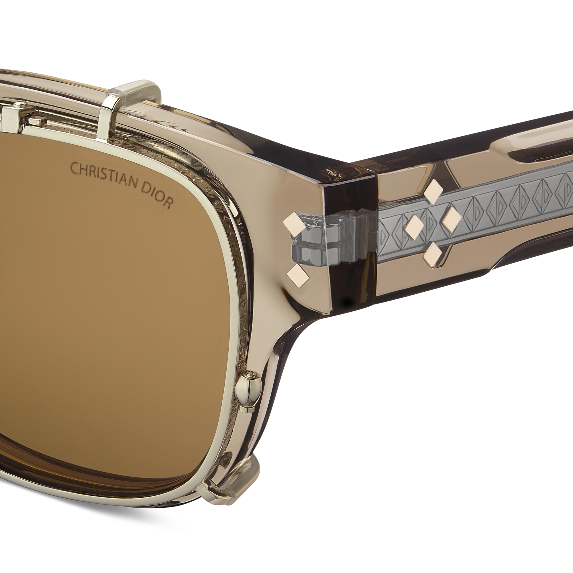 CD Diamond S10F Transparent Beige Rectangular Sunglasses | DIOR