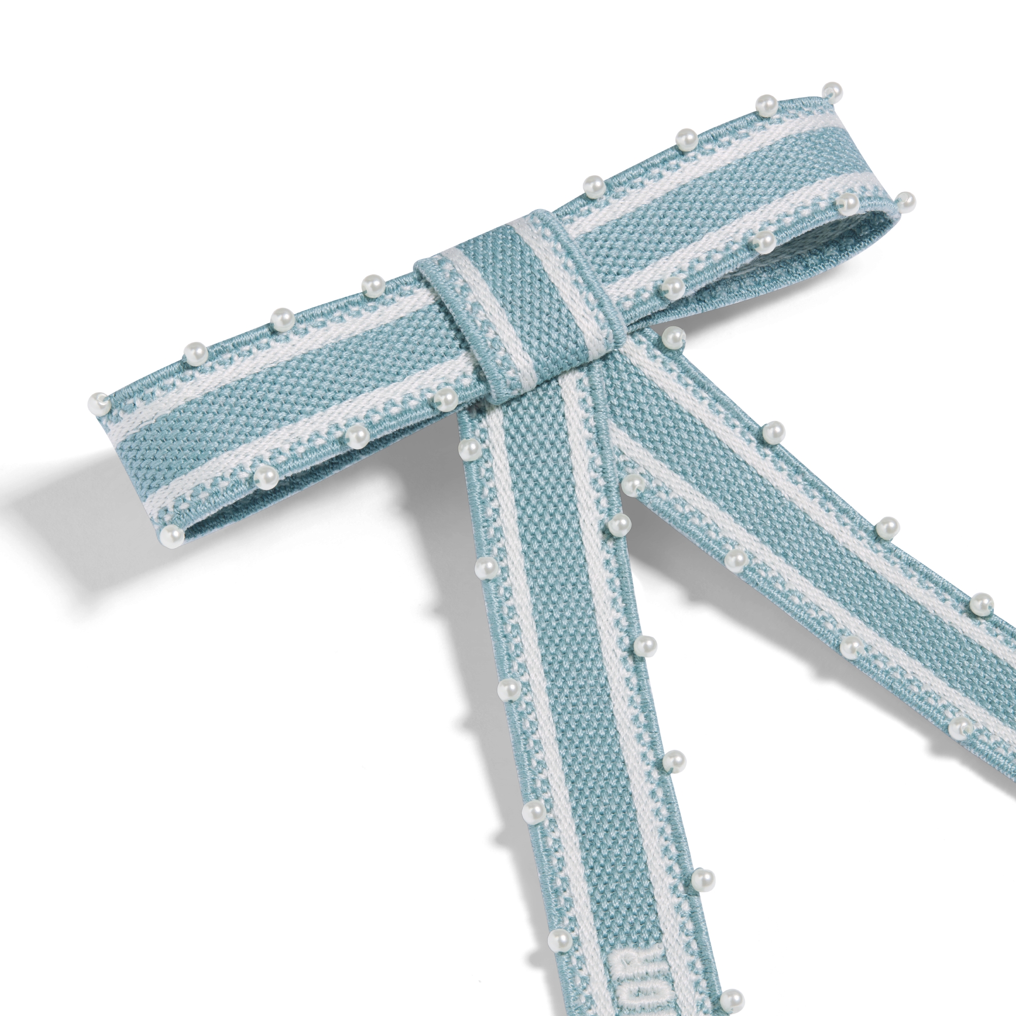 Dioriviera Christian Dior Embroidered Dior Twist Bow Sky Blue and White ...